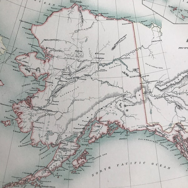 Antique Alaska Map - Etsy
