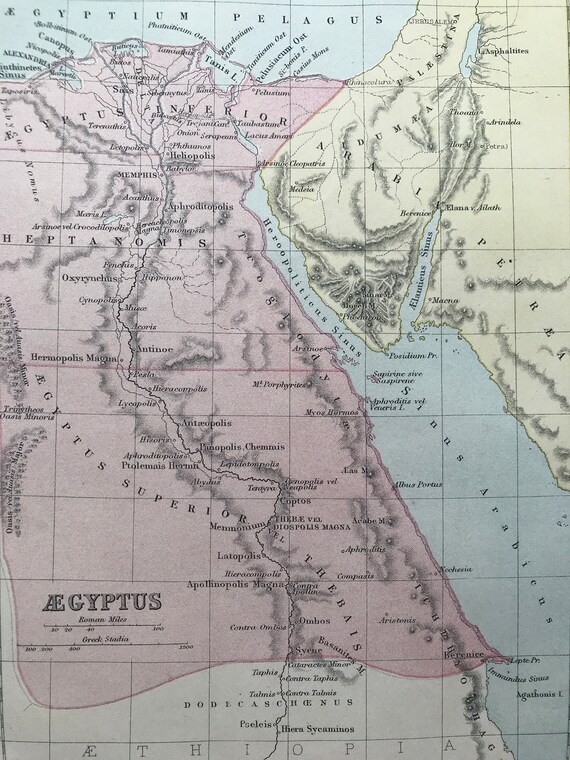 1873 Aegyptus Original Antique Map Egypt Vintage Wall Map, 51% OFF