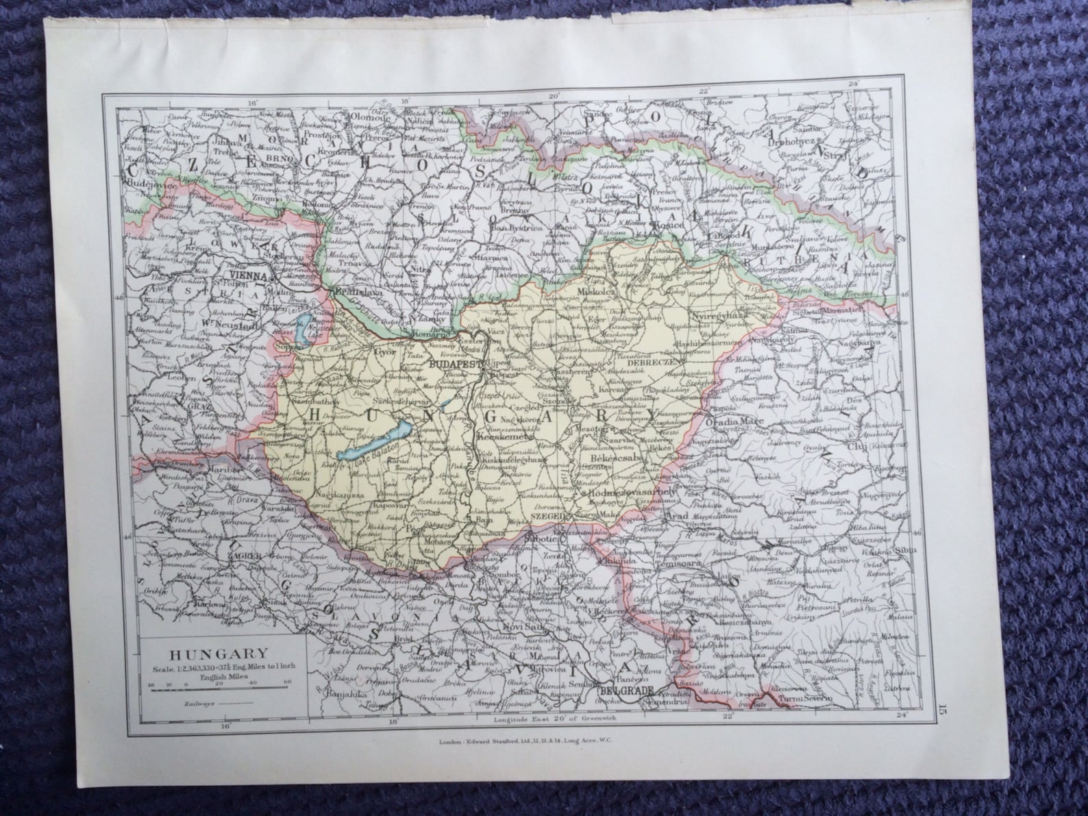 1920 HUNGARY Original Vintage Map, 12 X 14.5 Inches, Historical Wall ...