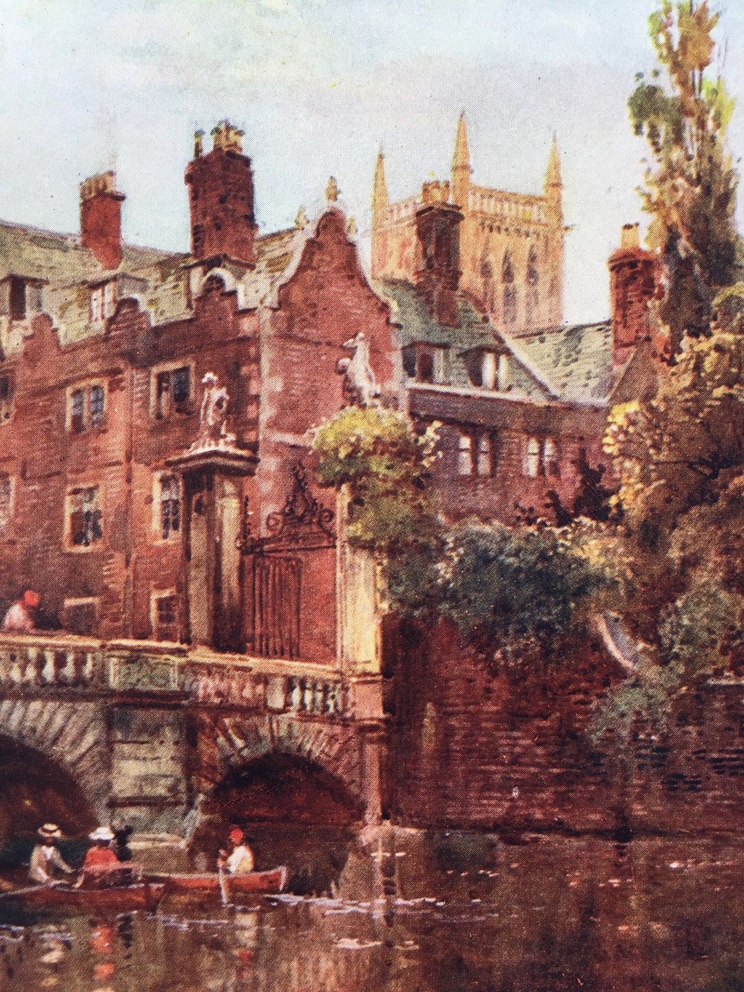 1907 Old Gateway and Bridge, Cambridge University Original Antique ...