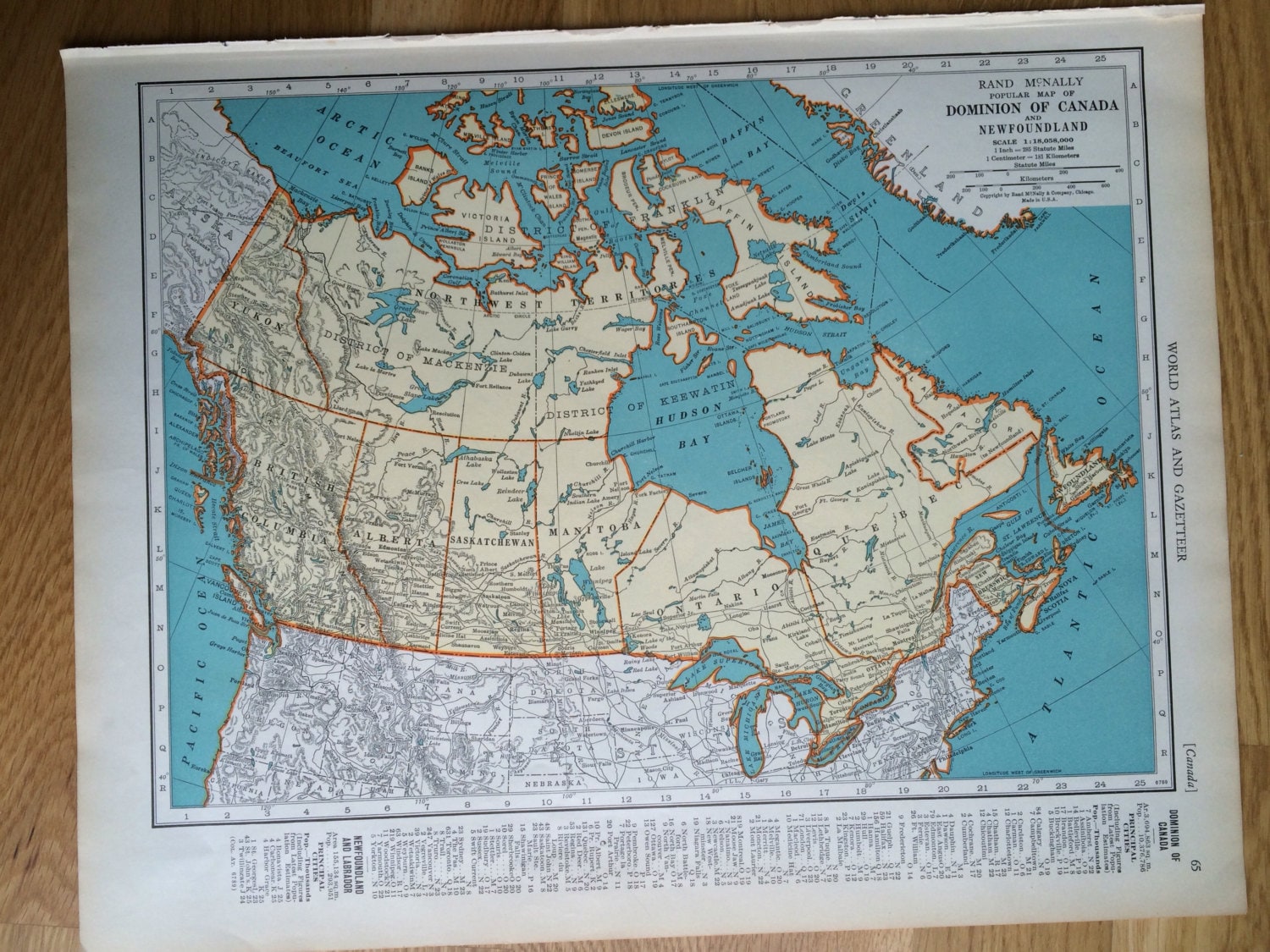 1937 CANADA Original Vintage Map, 11 x 14 inches, Rand McNally, Home ...