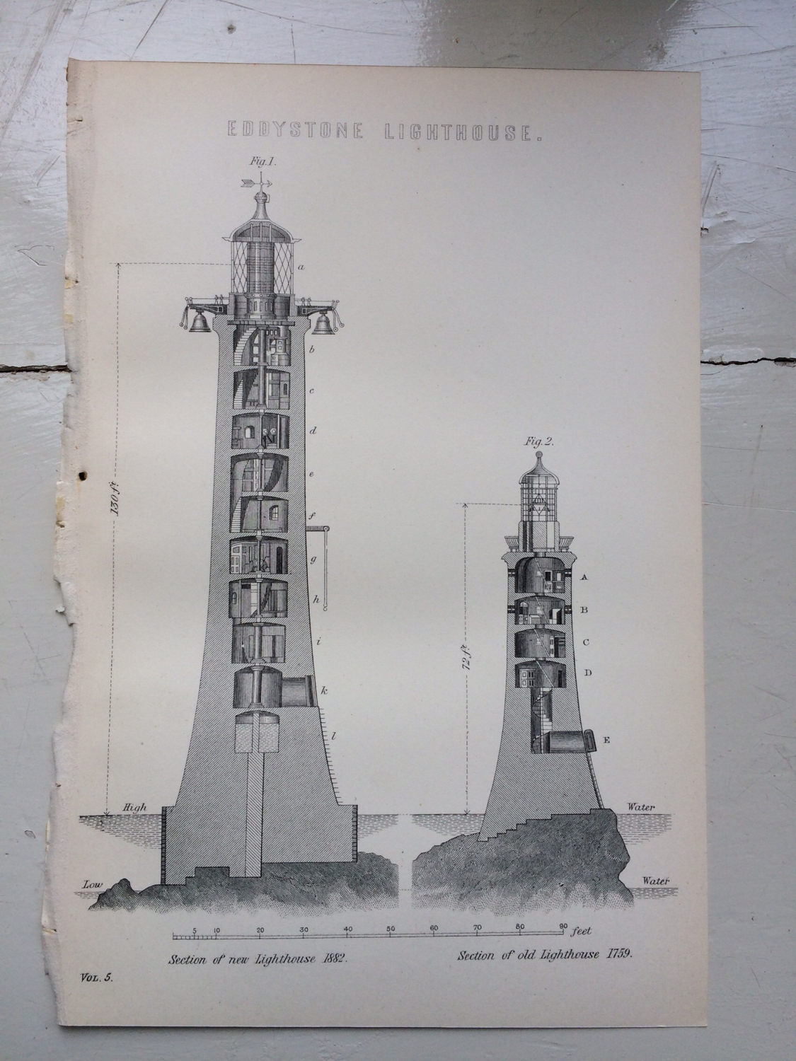 1891 Eddystone Lighthouse Original Antique Steel Engraving ...