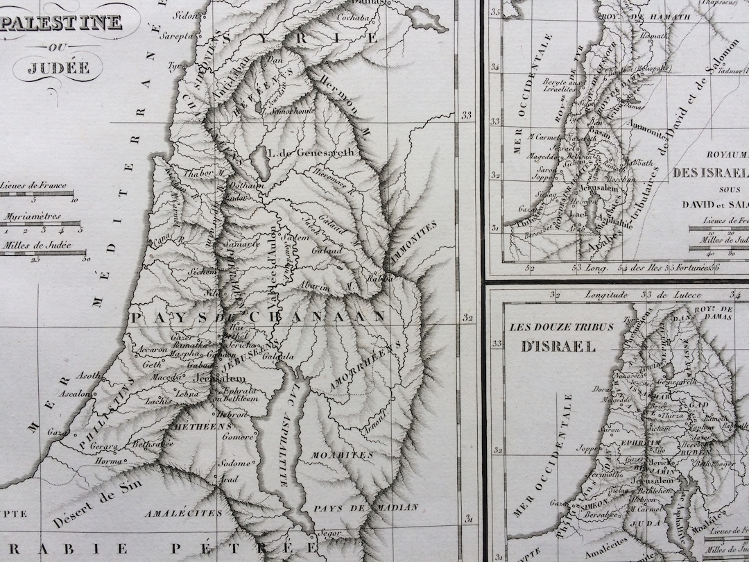 1822 Palestine Ou Judee Original Antique Engraved Ancient History Map ...