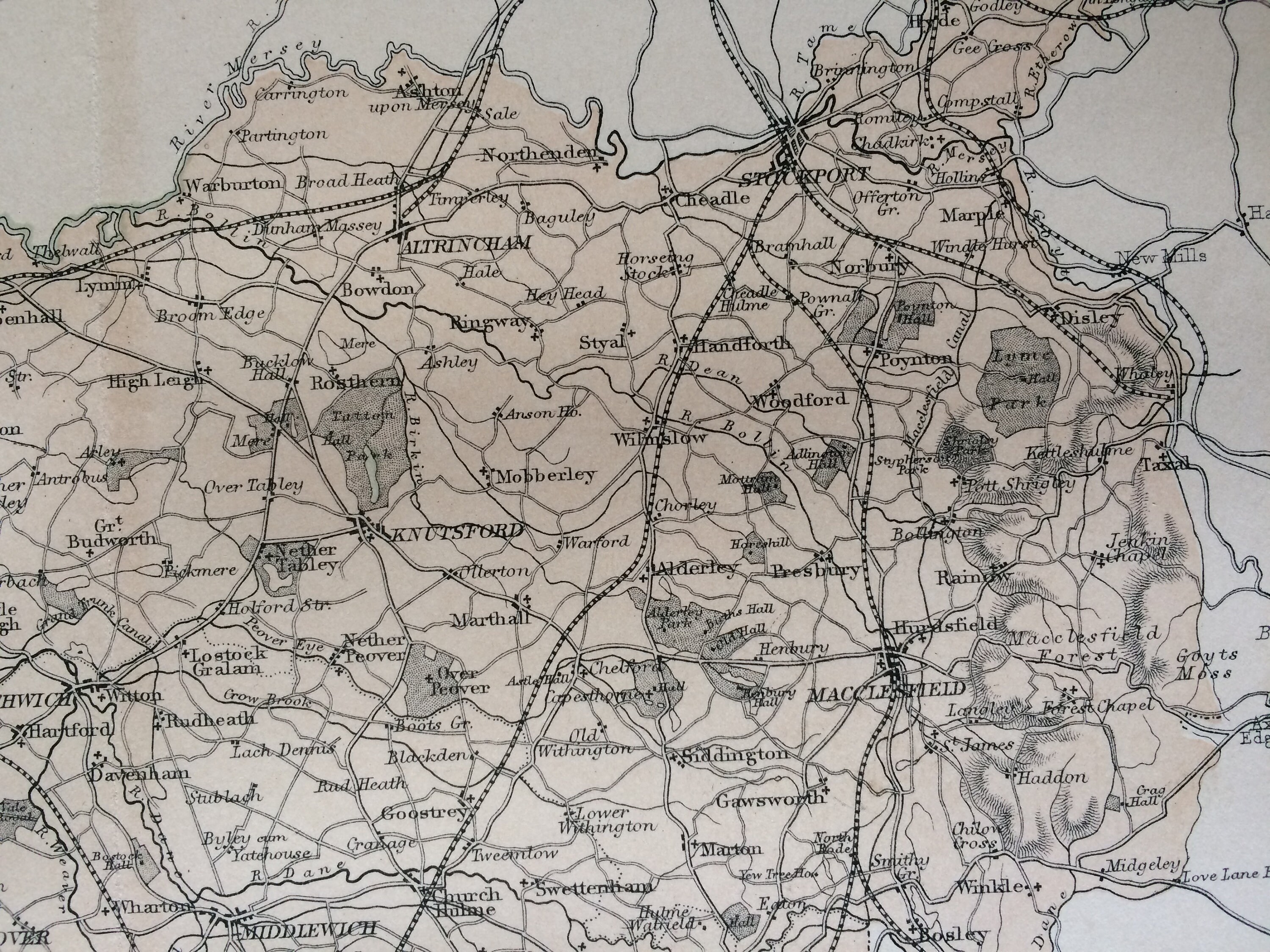 1868 CHESHIRE original antique map, english county, cartography ...