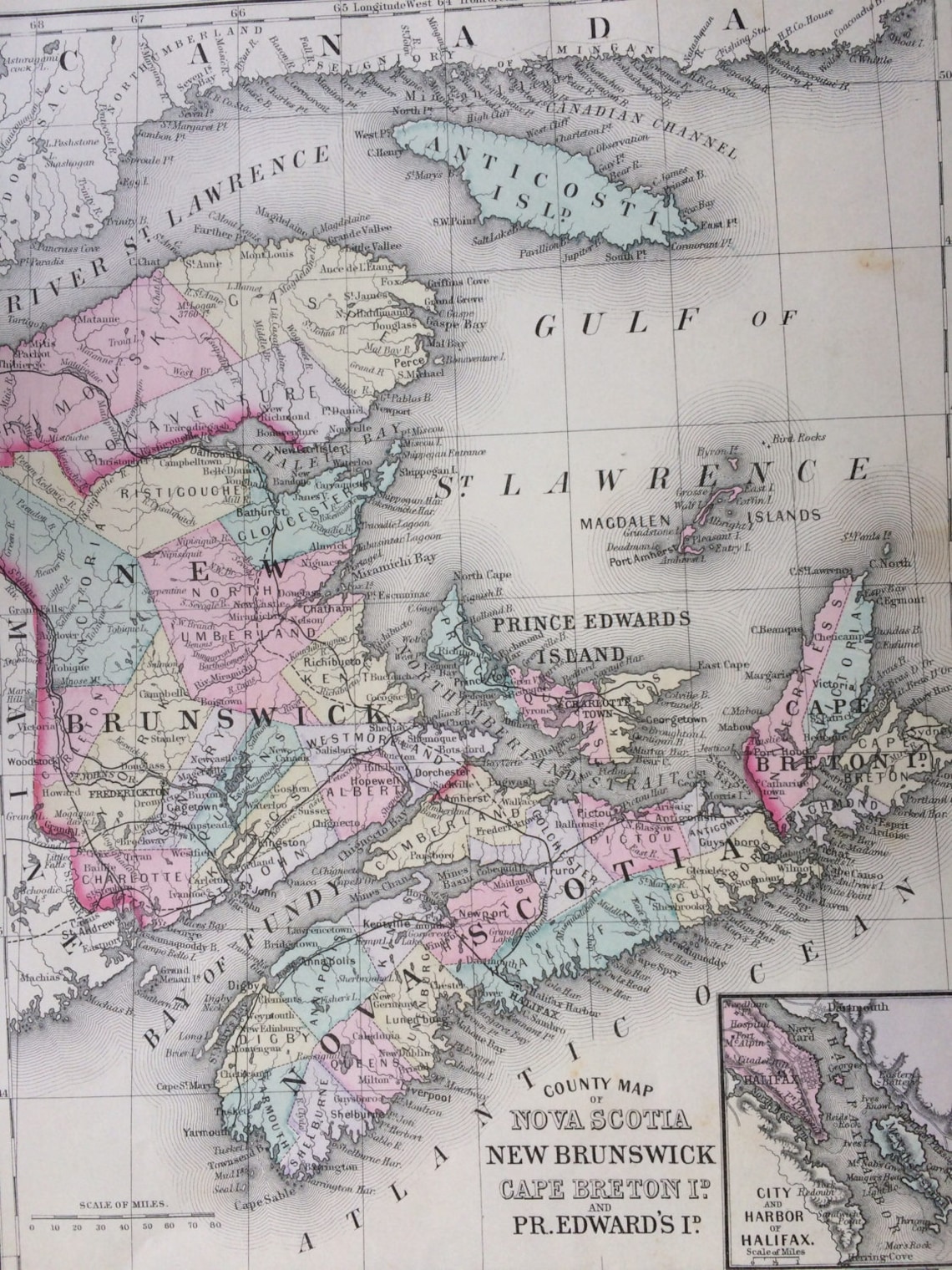 1888 Canada New Brunswick Nova Scotia large rare original | Etsy