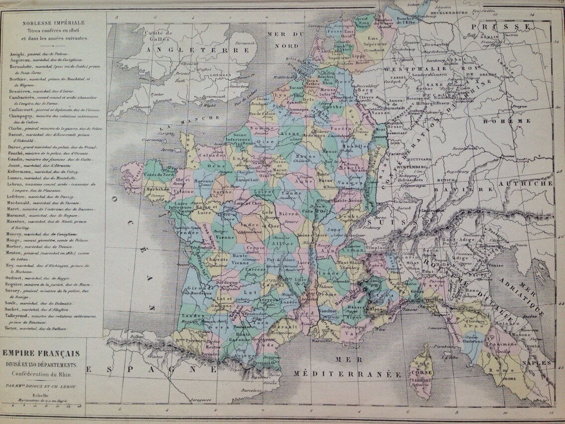1866 EMPIRE OF FRANCE - original antique colour map - Cartography ...