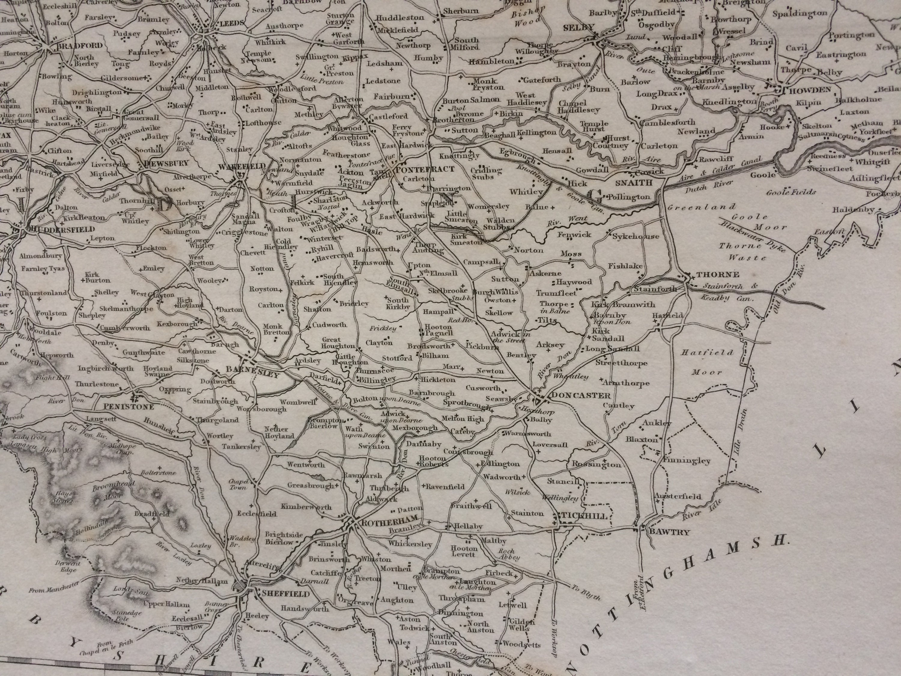 1845 Yorkshire Extra Large Original Antique Engraved Map - UK County ...
