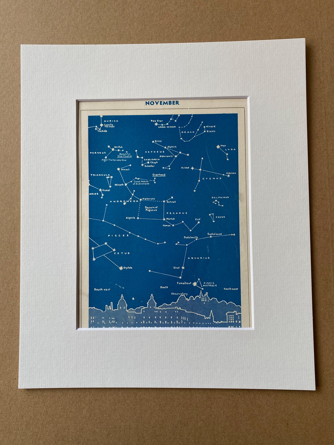 1940s November Star Map - Stars Over Greenwich, London Original Vintage ...