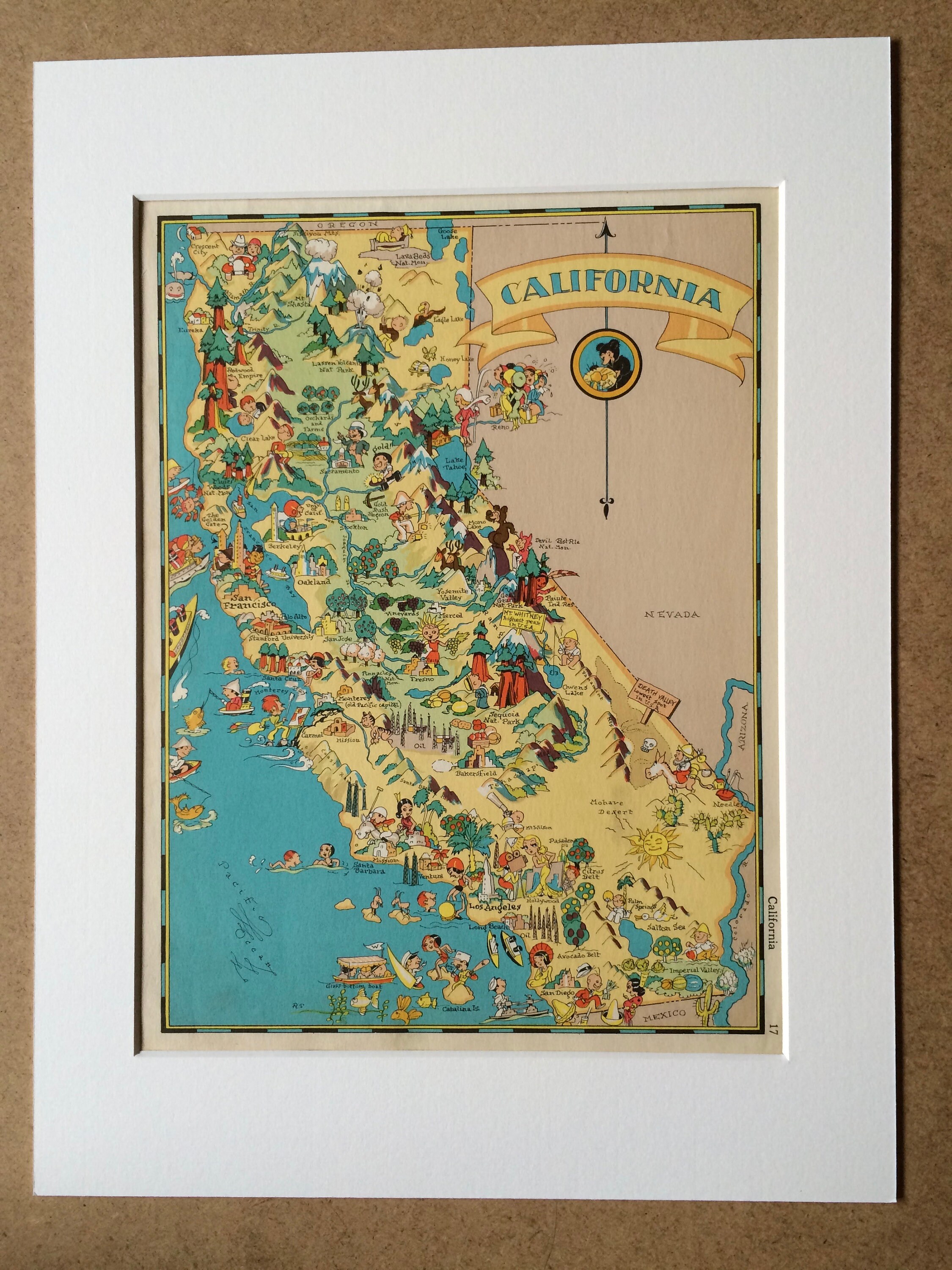 1935 California Original Vintage Cartoon Map - Ruth Taylor - Available ...