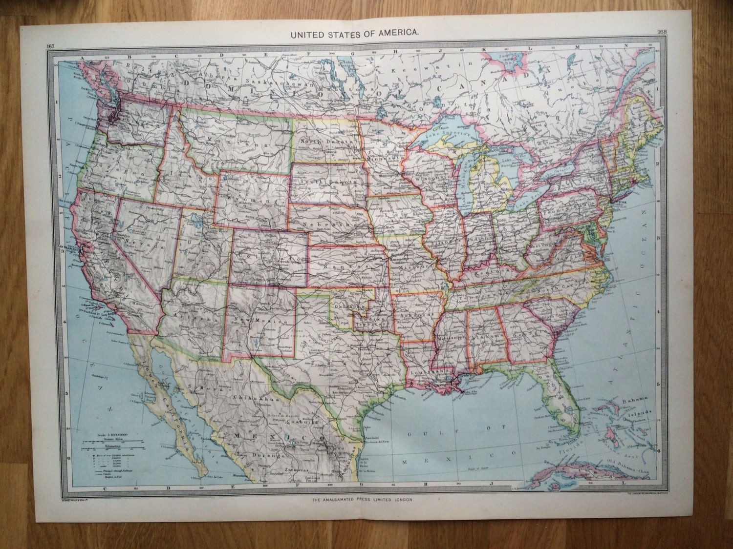 1903 UNITED STATES Large Original Antique Map, 15.5 x 20.5 inches ...