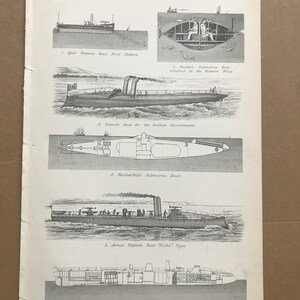 1891 Torpedoes and Torpedo Boats Original Antique Print Military Decor ...