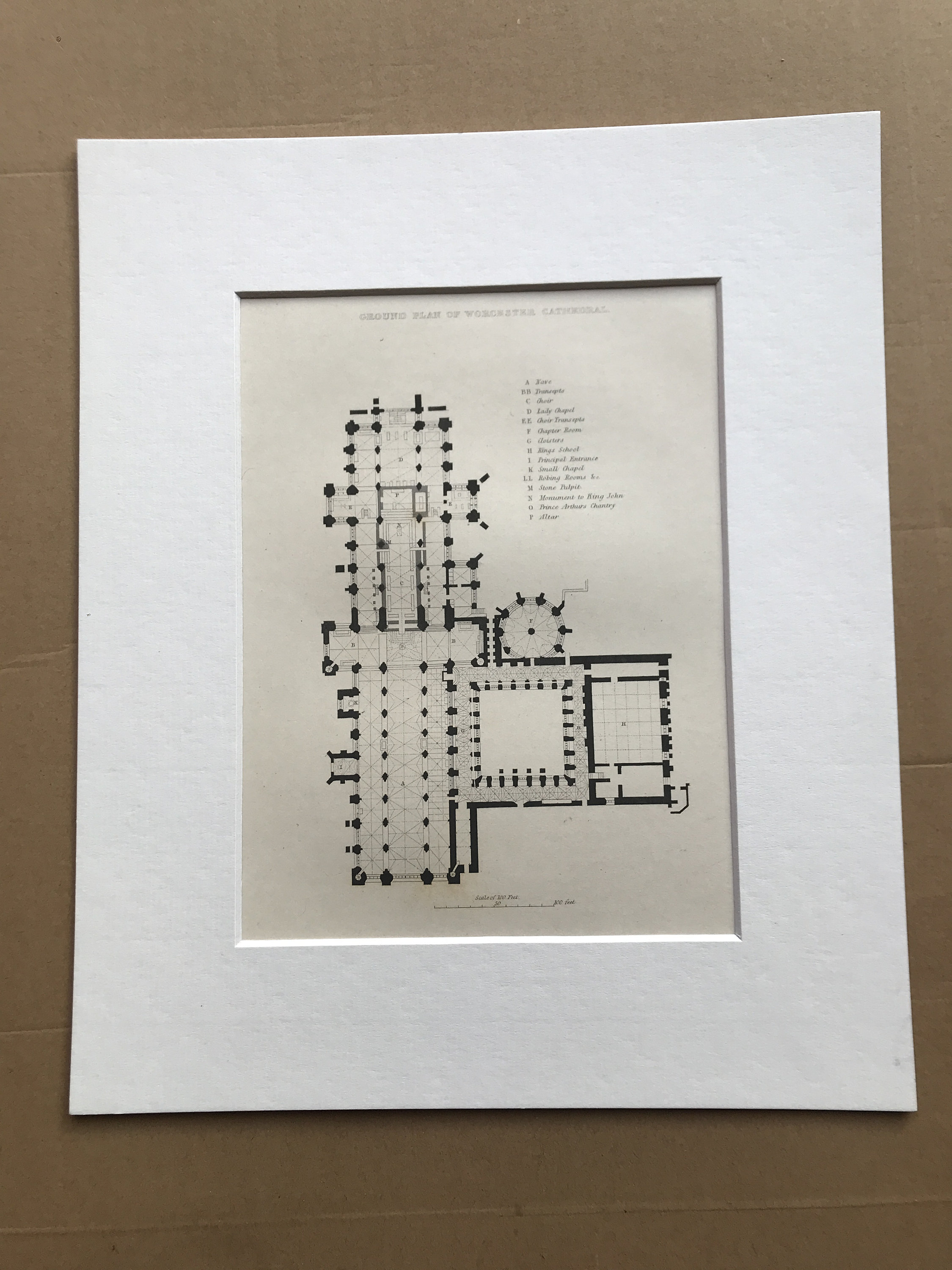 1843 Plan of Worcester Cathedral Original Antique Engraving | Etsy