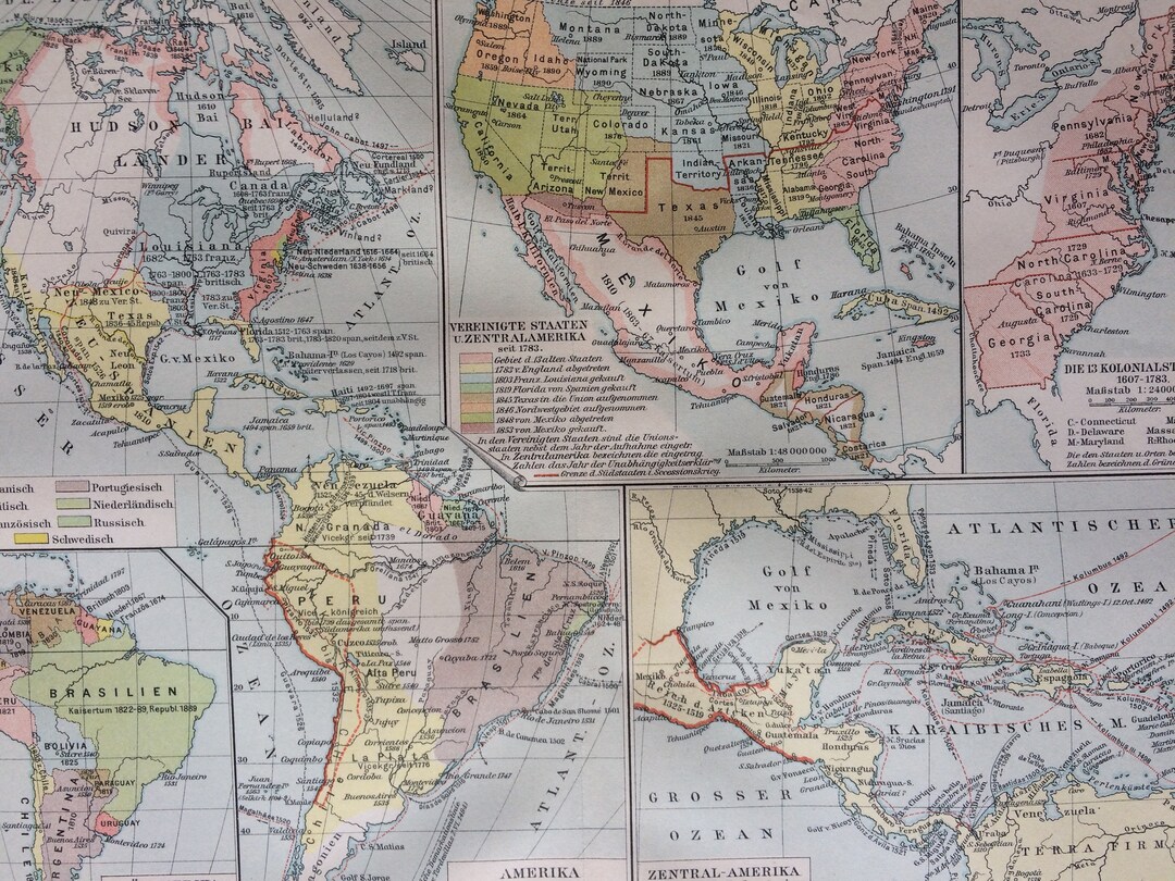 1895 History of the Americas Original Antique Map Available - Etsy