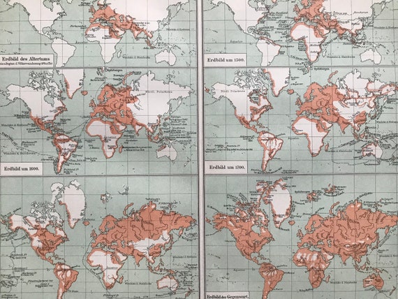 1897 Map of the History of Geography Original Antique Map | Etsy