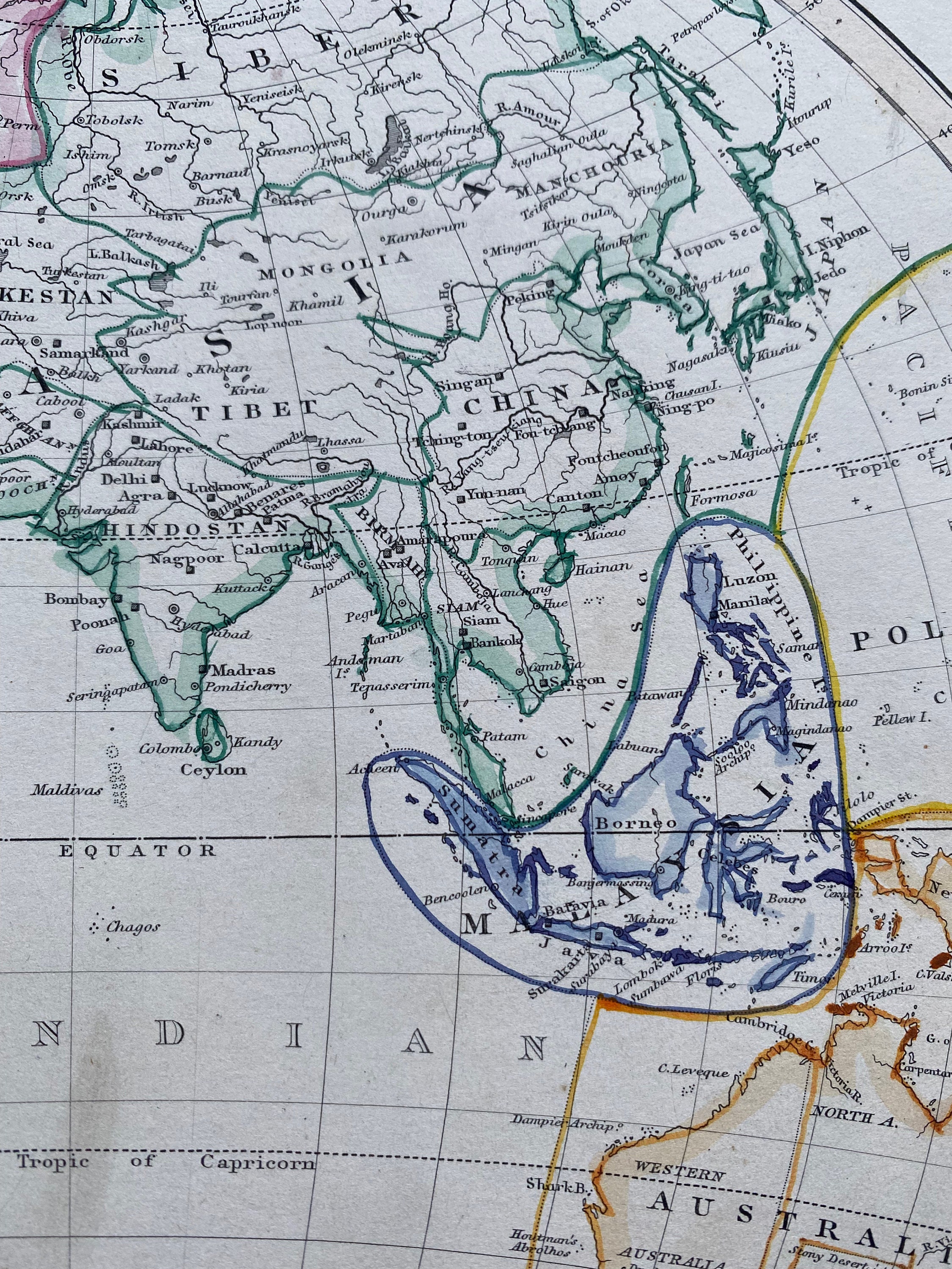 1853 Eastern Hemisphere Original Antique Map Europe Asia - Etsy