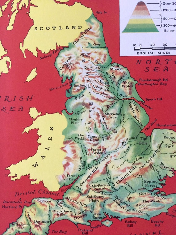 Physical Map Of England