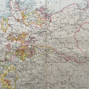 1900 Germany Original Antique Map Available Framed - Etsy