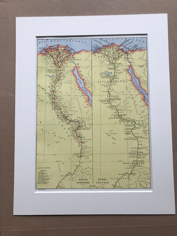 1930 Ancient Egypt Original Antique Map Pharaonic and Greek | Etsy
