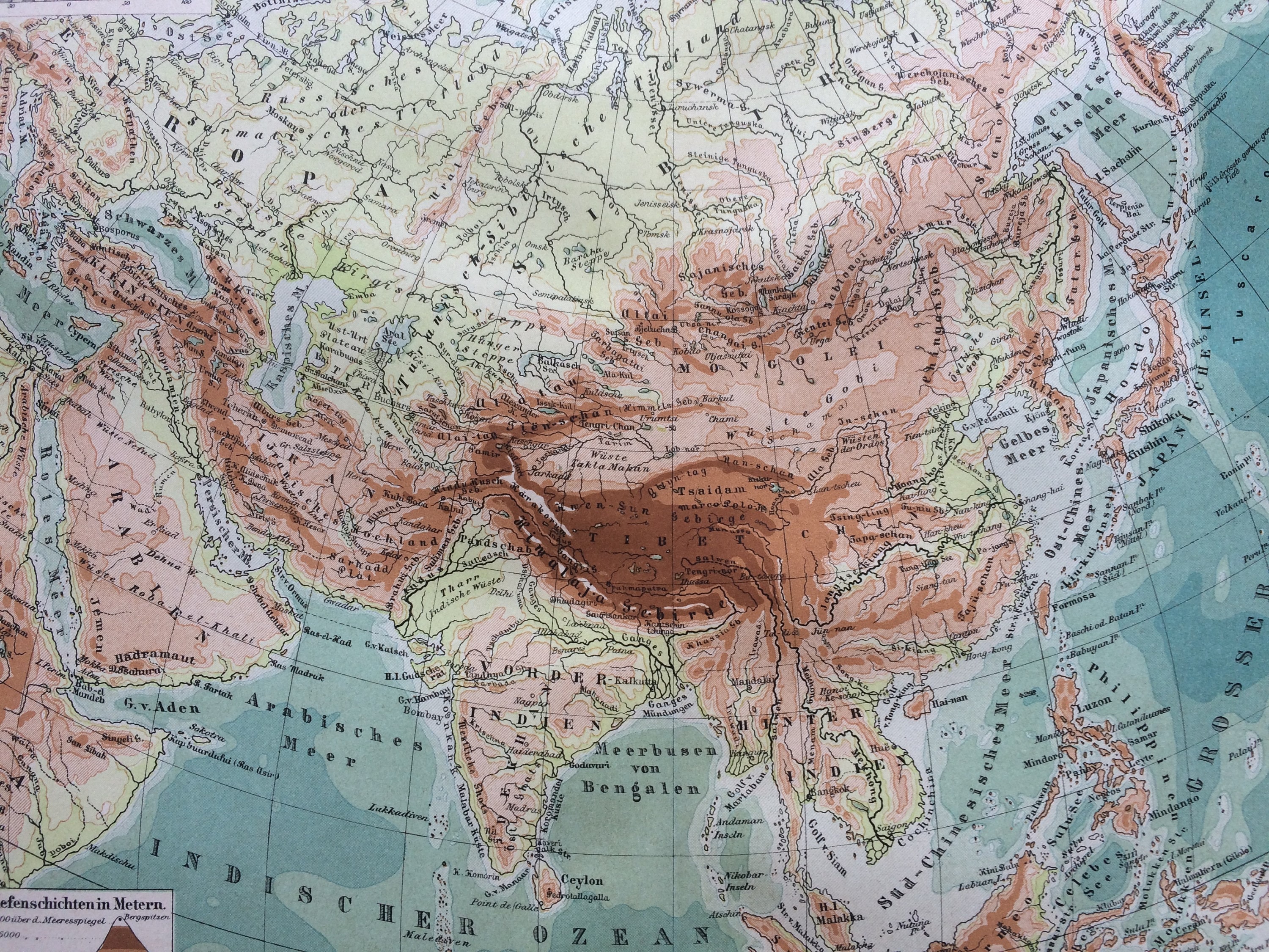 Asia Physical Map Rivers And Mountains