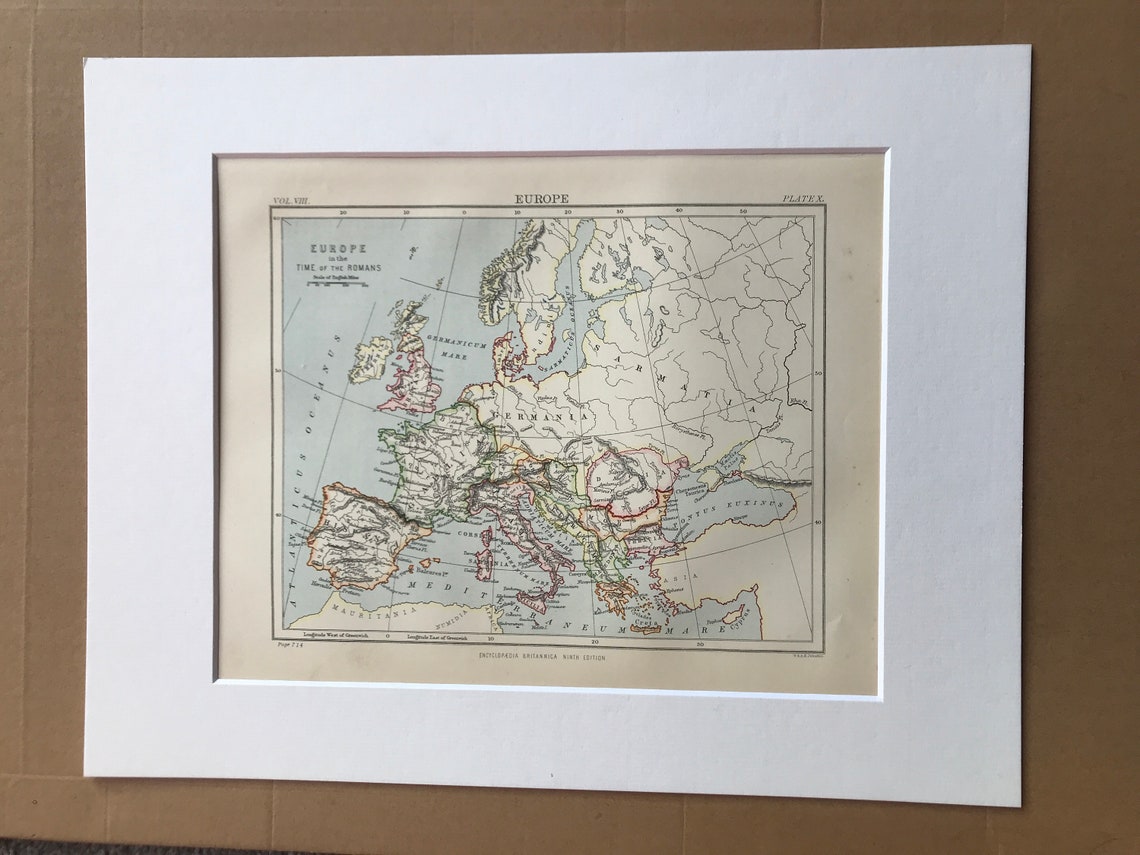 1875 Europe in the time of the Romans Original Antique Map | Etsy