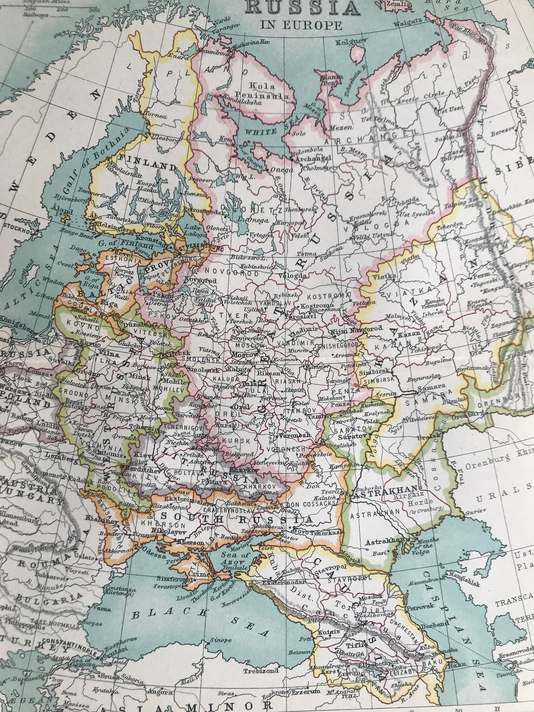 1912 Russia in Europe Original Antique Map Lithuania - Etsy Australia