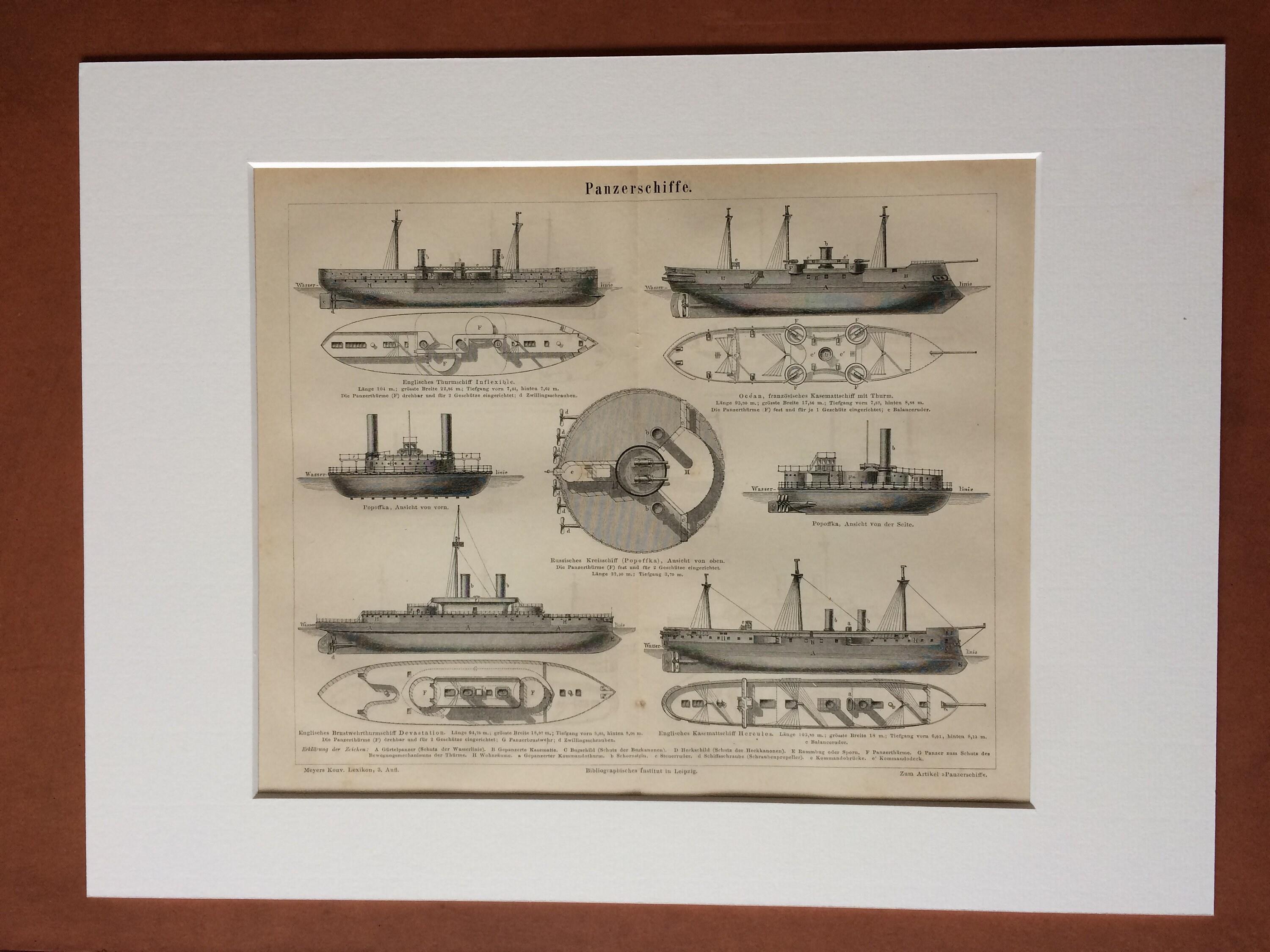 1877 Armoured Ships Large Original Antique print - Available Mounted ...