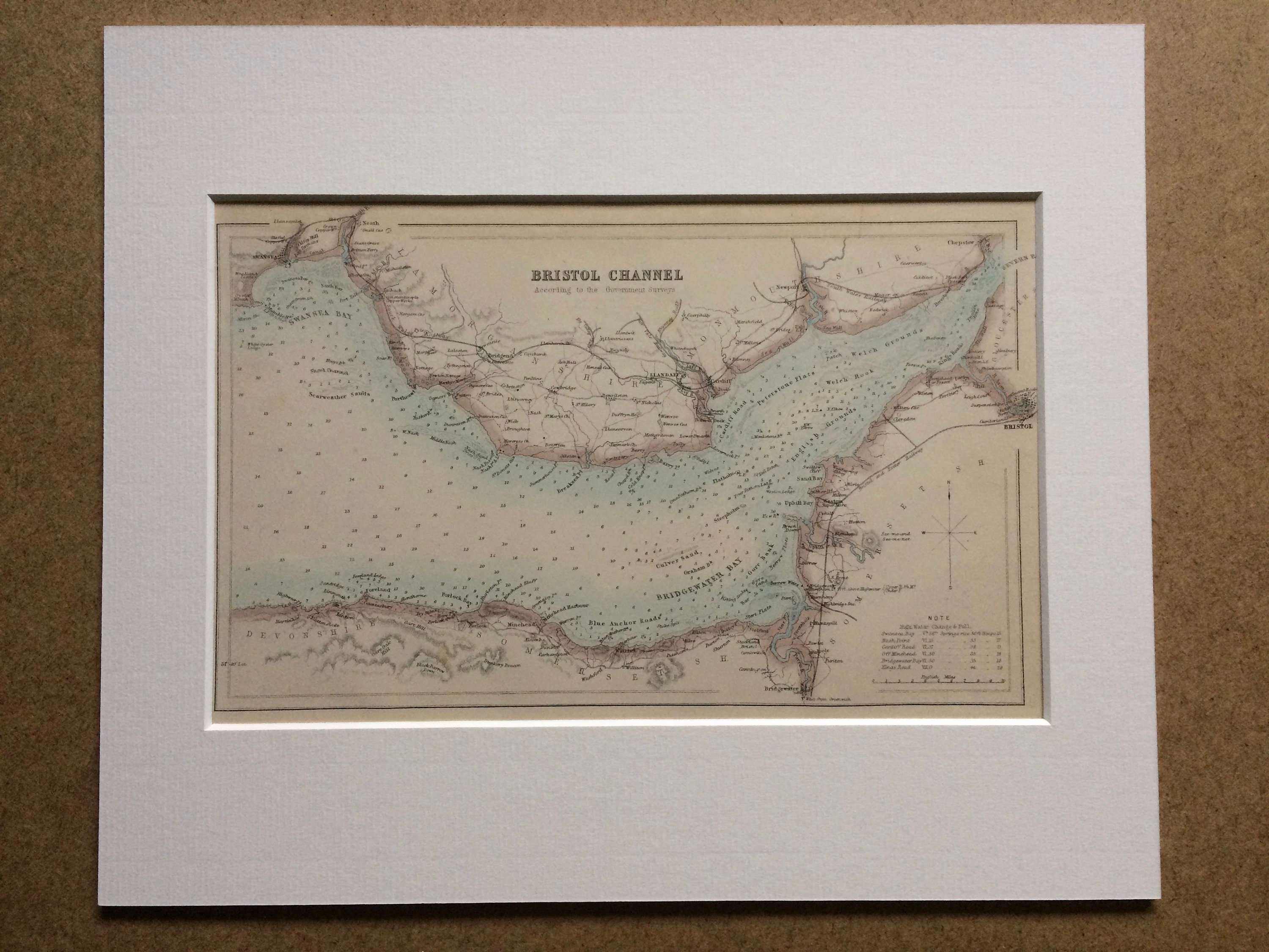 1870 Bristol Channel Original Antique Map - Available Mounted and ...