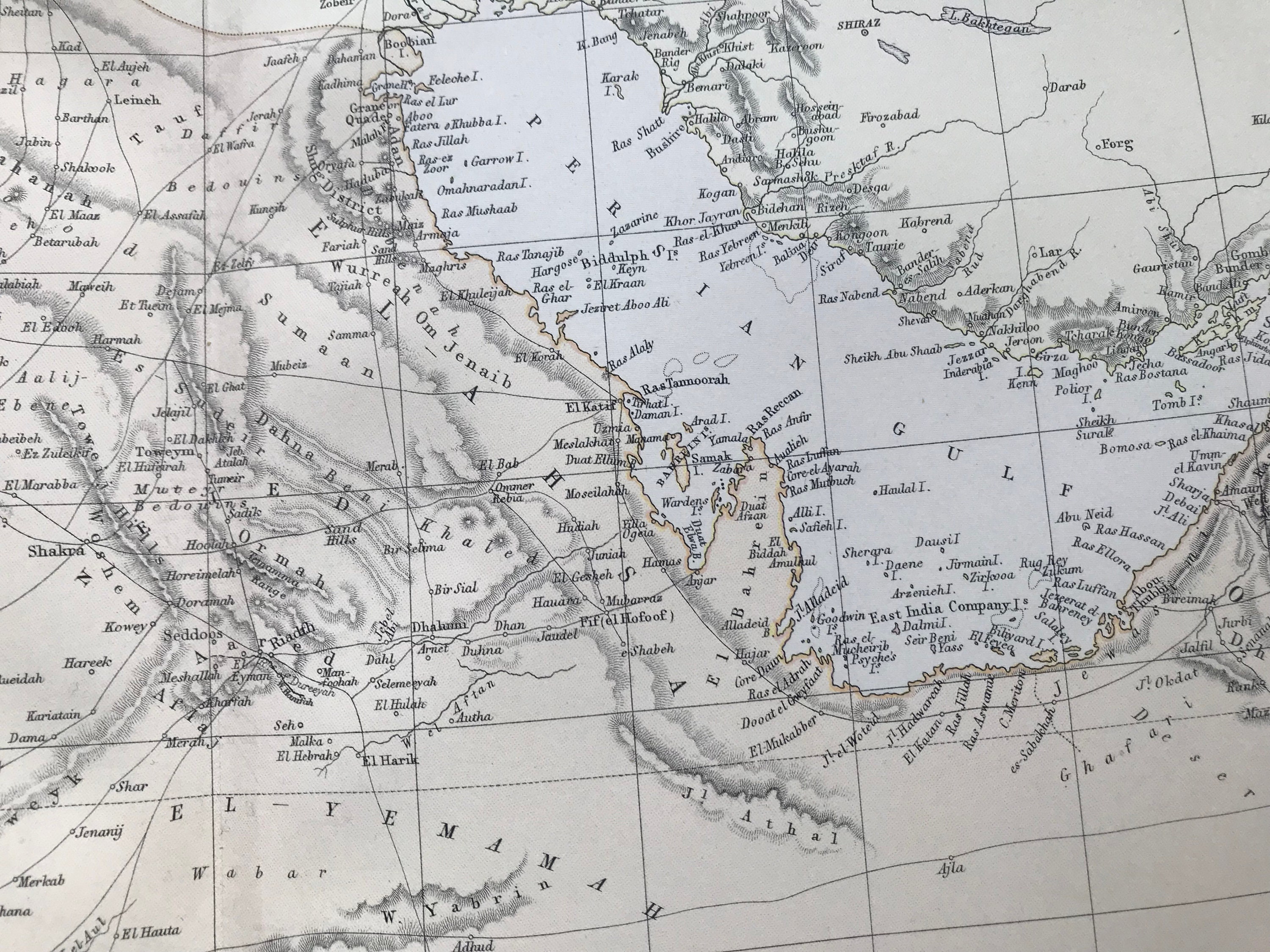 1882 Arabia, The Red Sea & Persian Gulf Large Original Antique Map, 15 ...