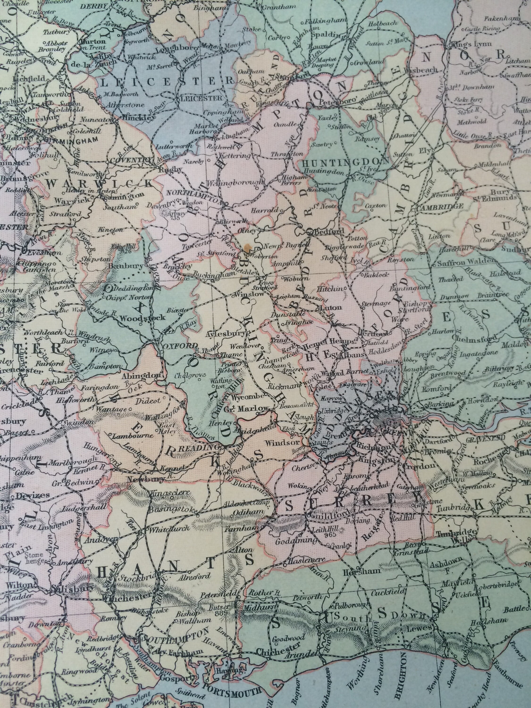 1868 England, Wales and part of Scotland Large Original Antique Map ...