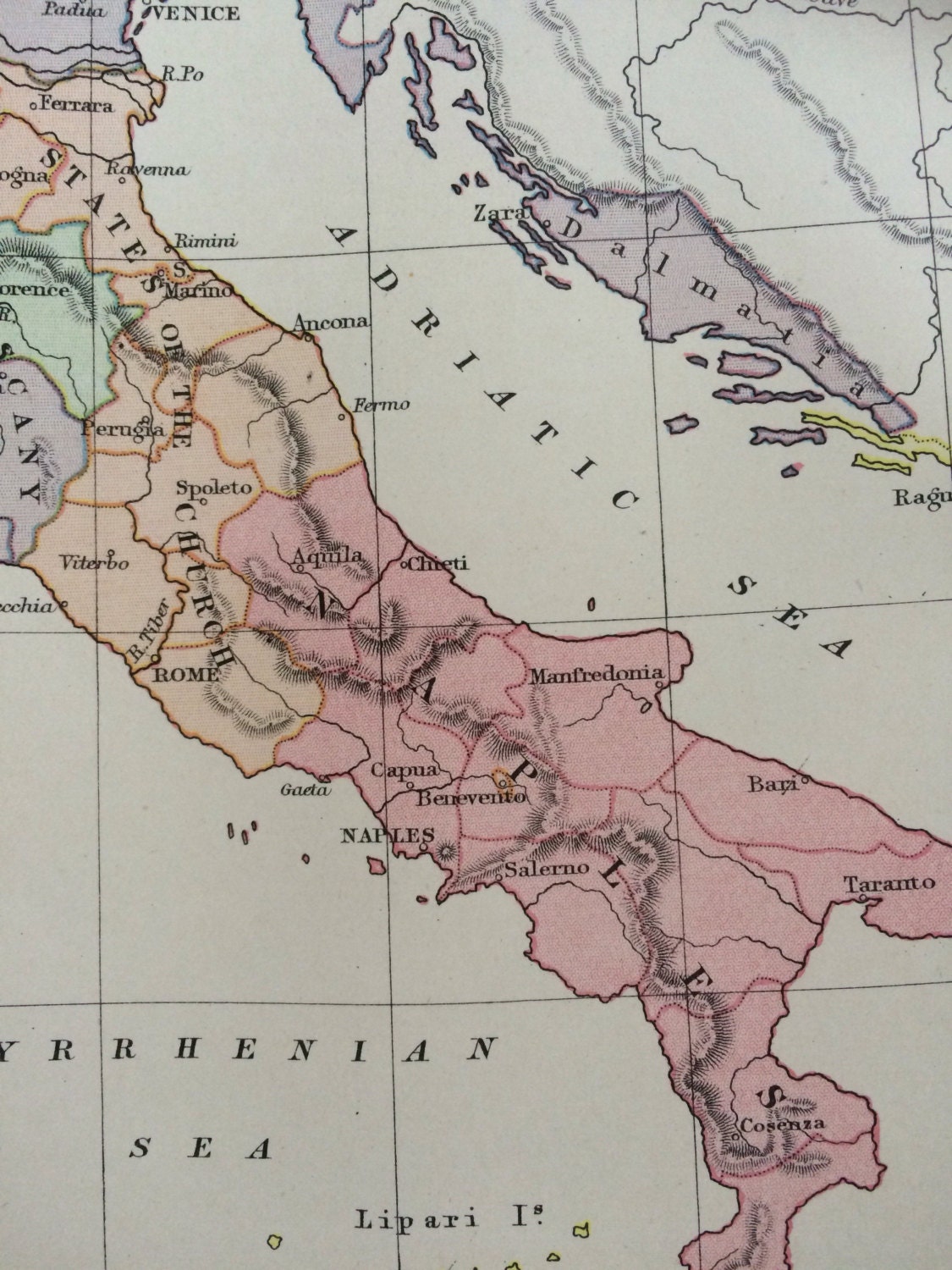 1875 Italy (before 1797) Original Antique Map - Available Matted and ...