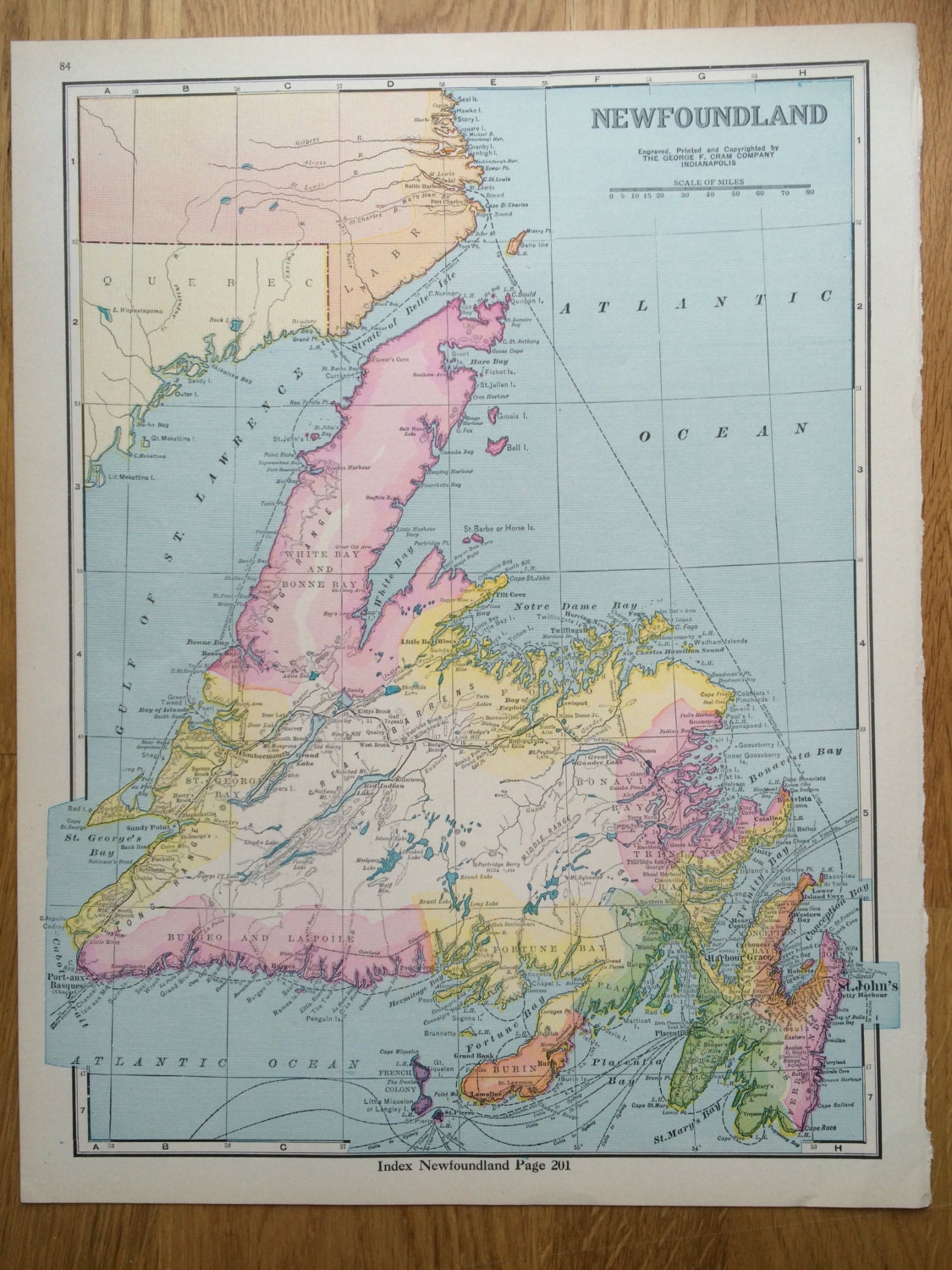 1936 NEWFOUNDLAND Original Vintage Map, 11.5 x 14.5 inches, Home Decor ...