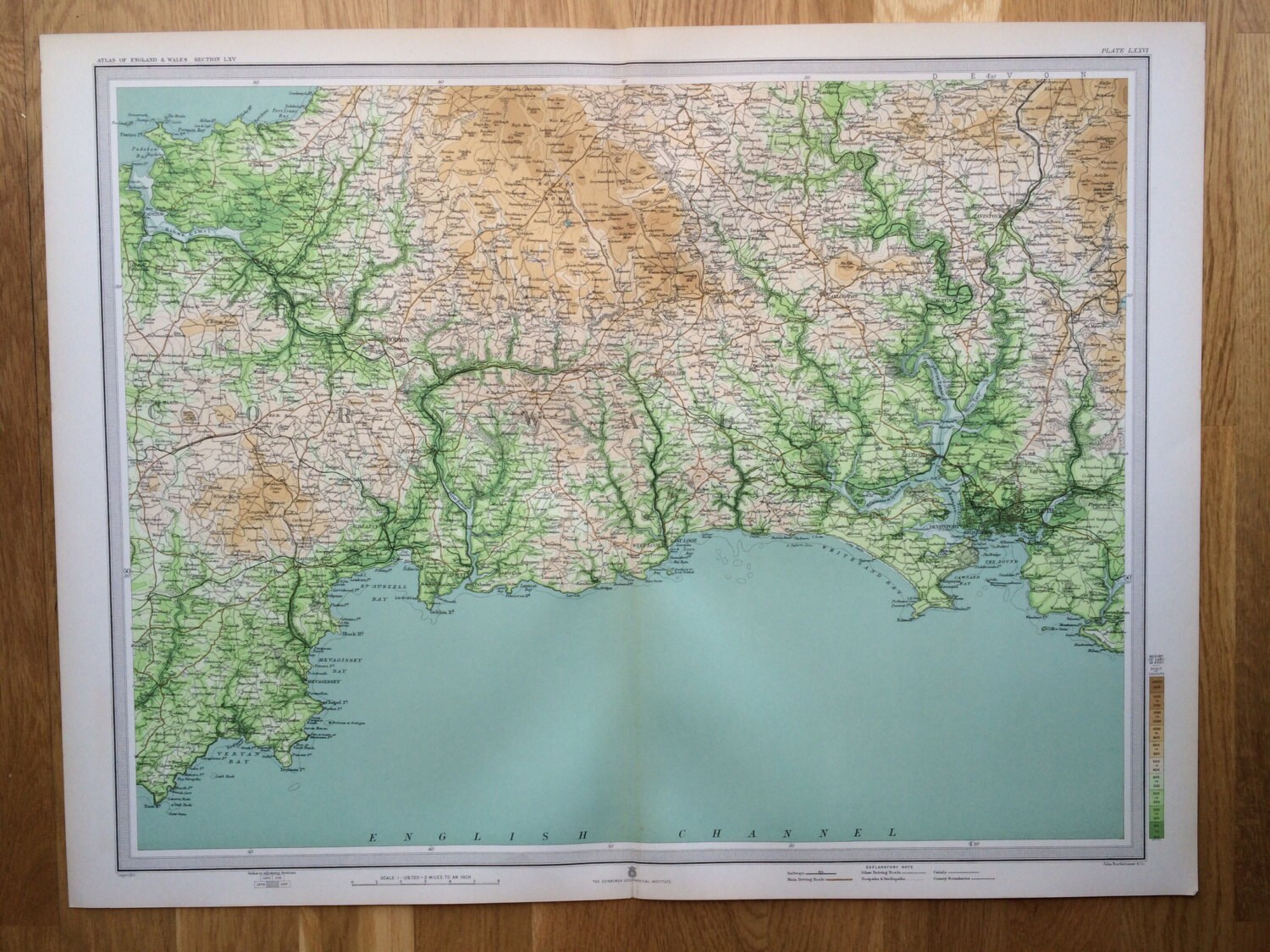 1903 BODMIN & PLYMOUTH Large Original Antique Map, 17.5 x 23 inches ...