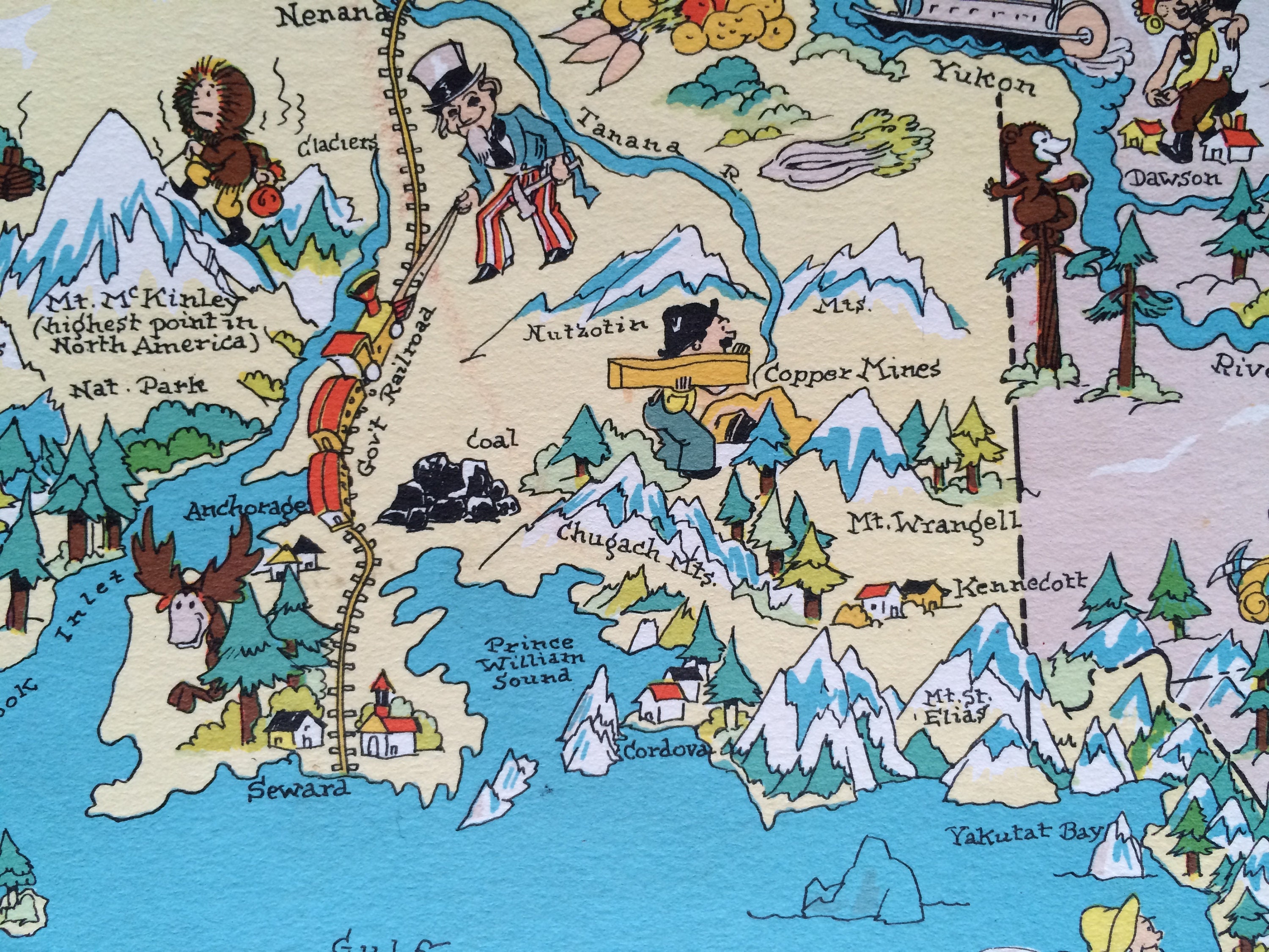 1935 Alaska Original Vintage Cartoon Map - Ruth Taylor - Available ...