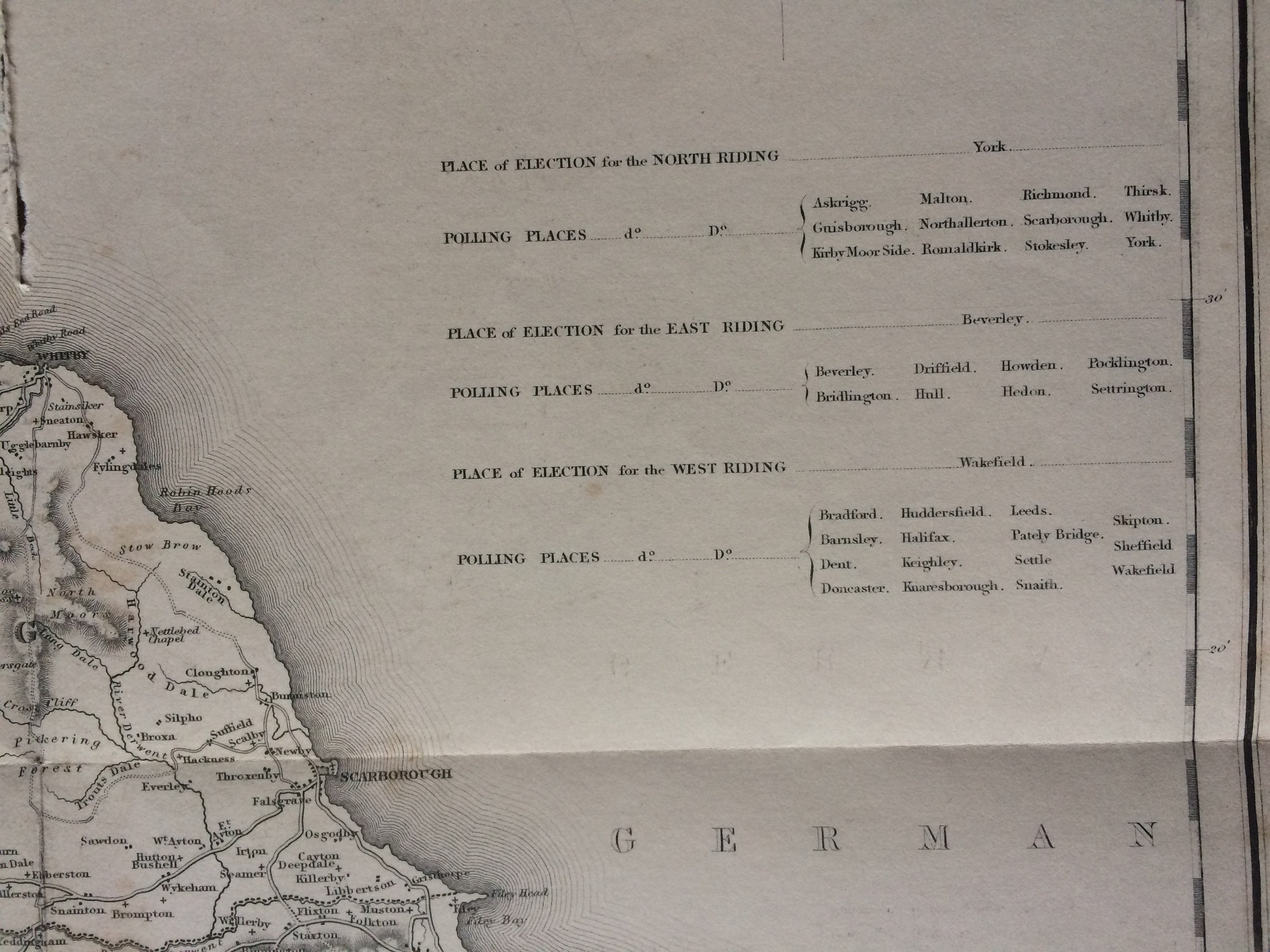 1845 Yorkshire Extra Large Original Antique Engraved Map - UK County ...
