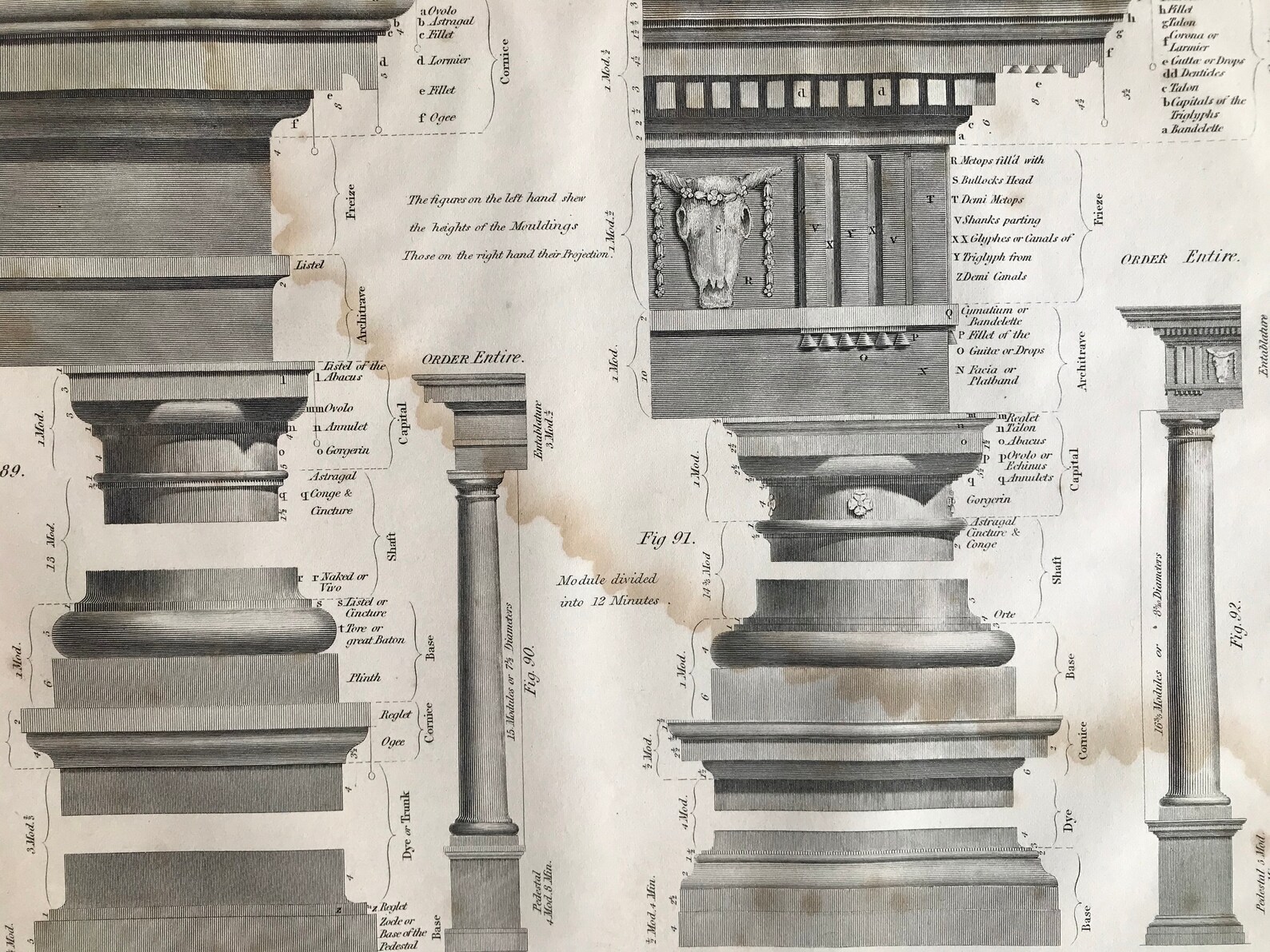 1840 Architecture Columns Original Antique Engraved - Etsy Canada