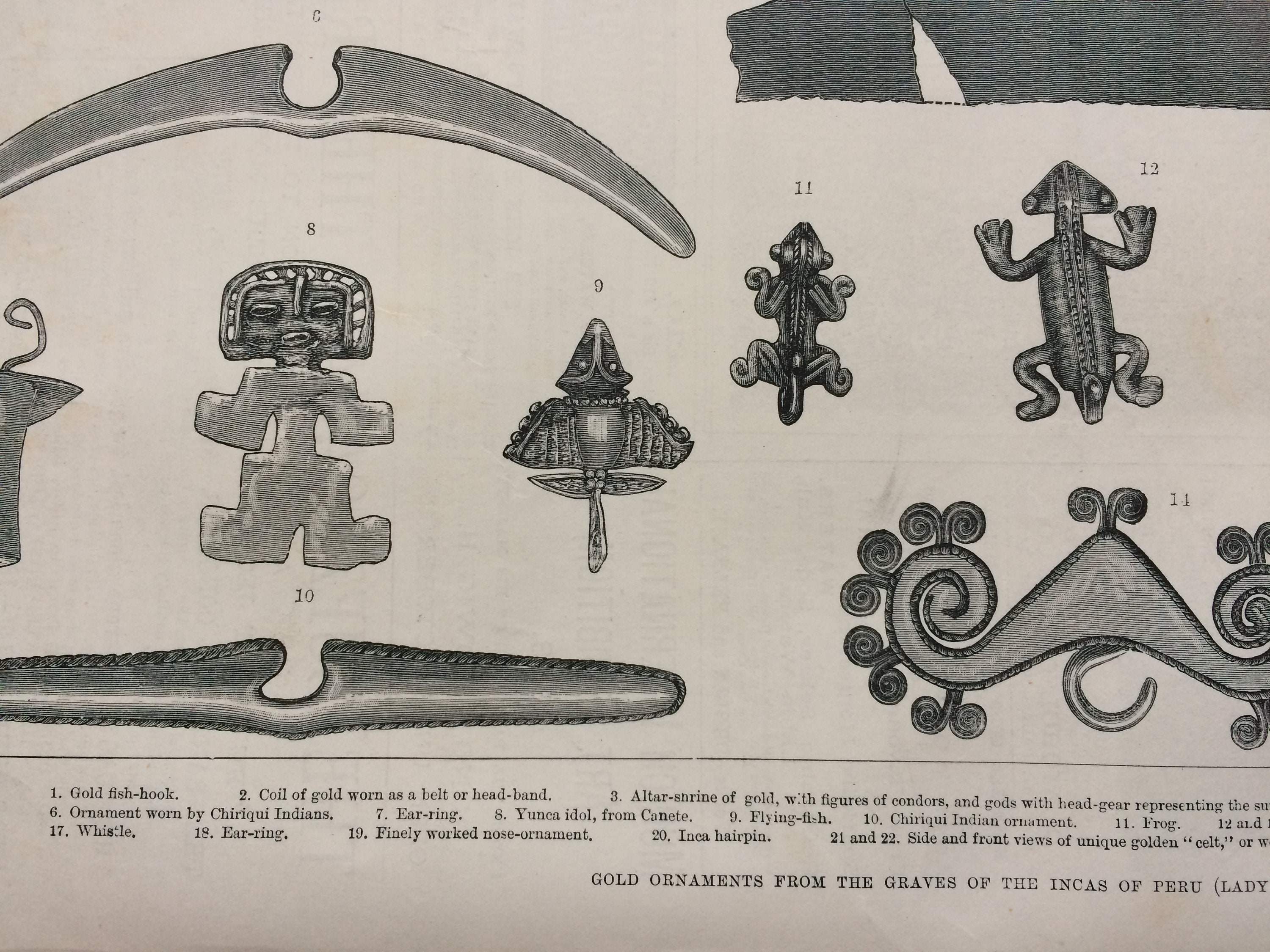 1883 Gold Ornaments from the Graves of the Incas of Peru Original ...