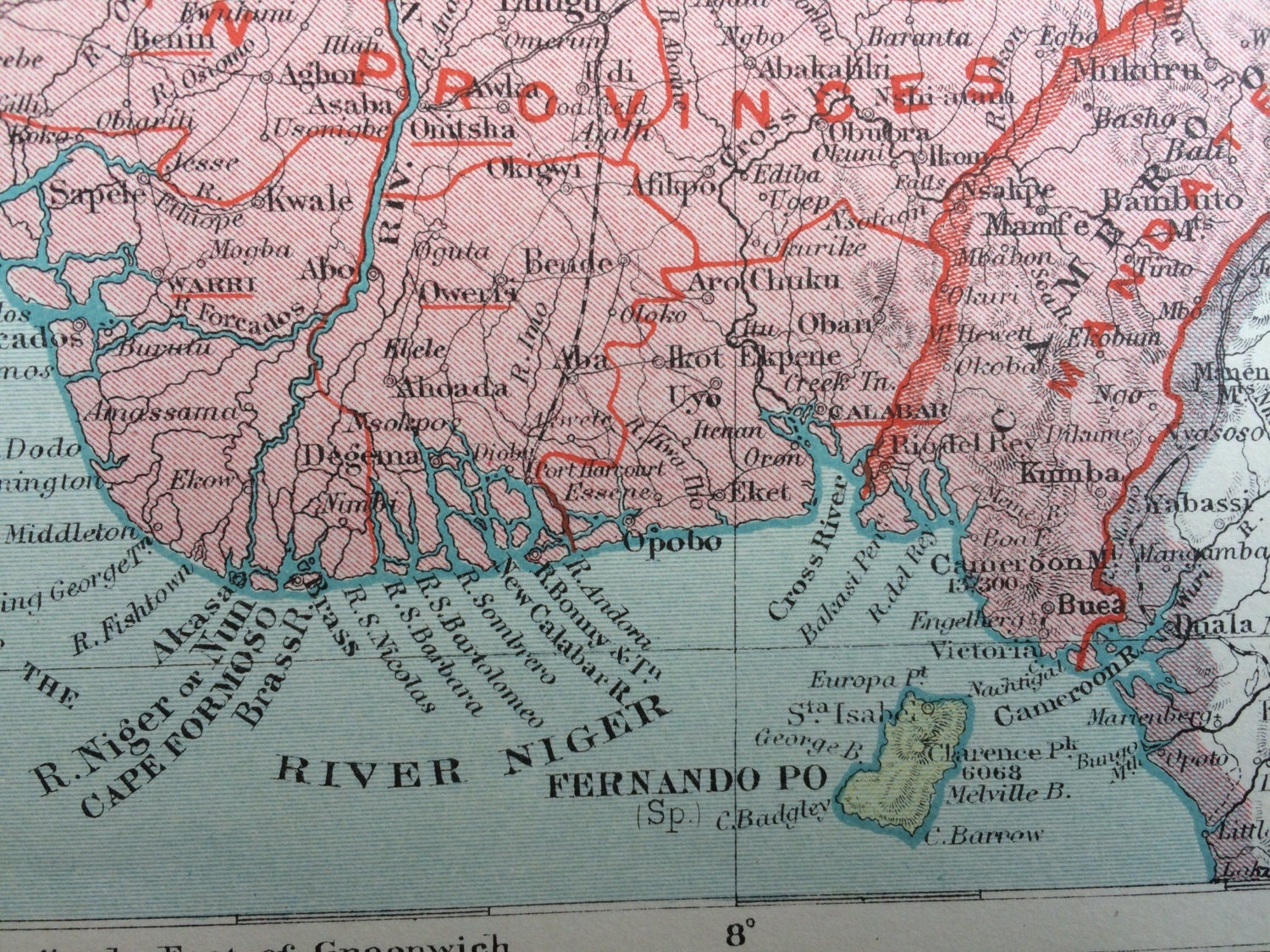 1920 NIGERIA & GHANA Original Vintage Map, 12 x 14.5 inches, historical ...