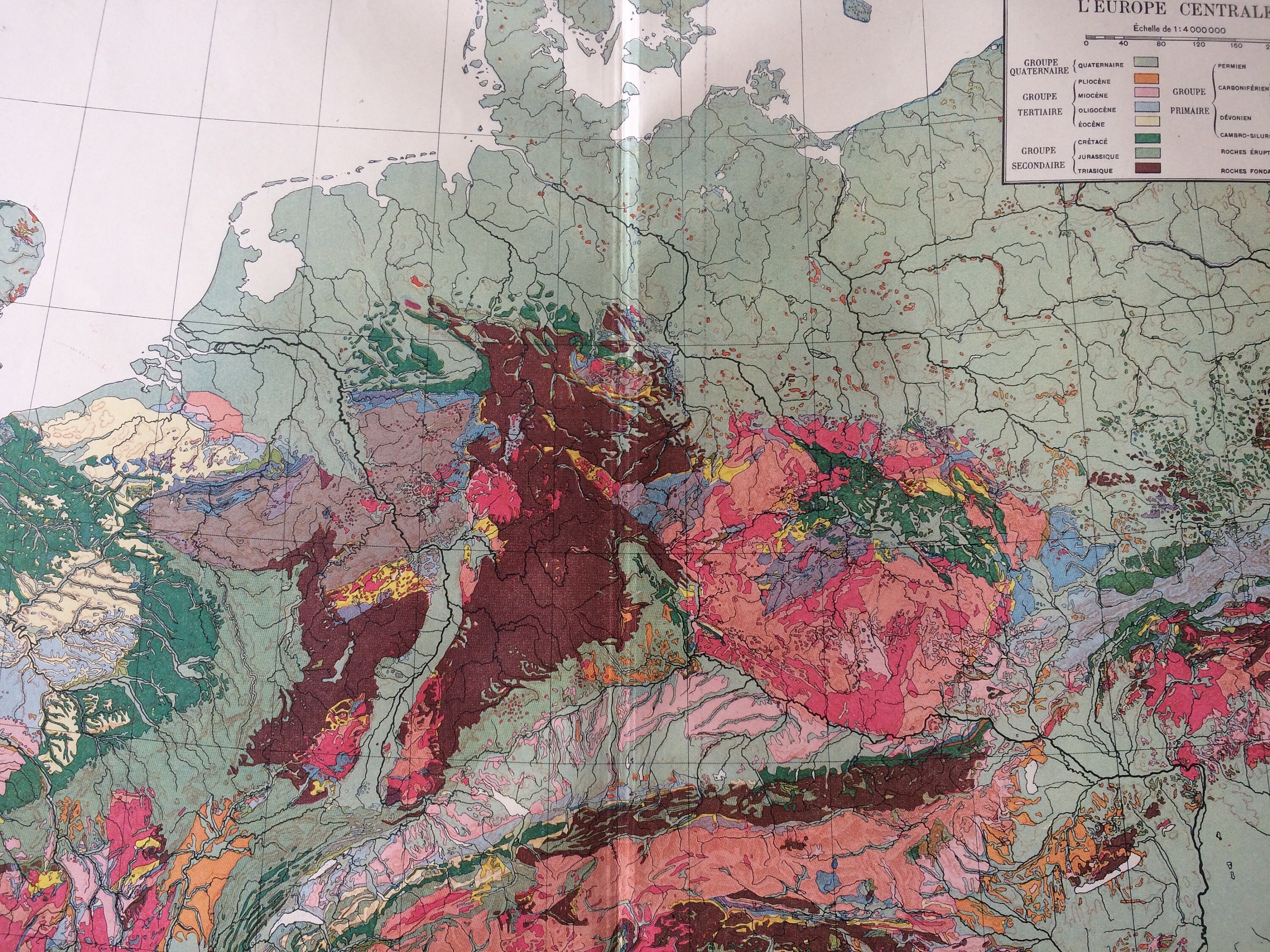 1934 Geological and Physical Map of Central Europe Large Original ...