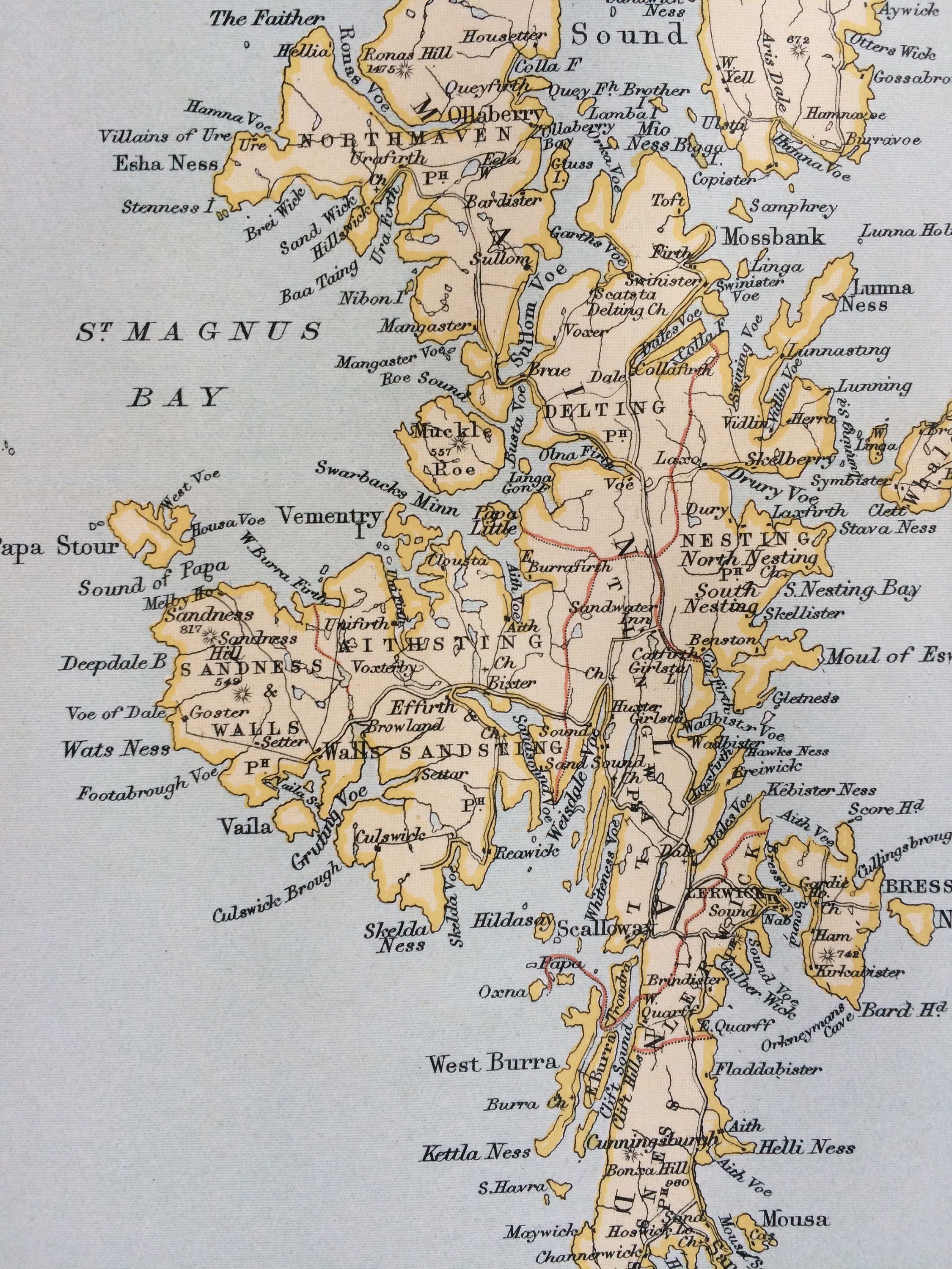 1901 Shetland Islands Original Antique Map - Scottish County ...