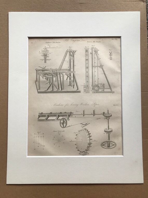 1840 Pile Engines & Boring Machine Original Antique Engraved | Etsy