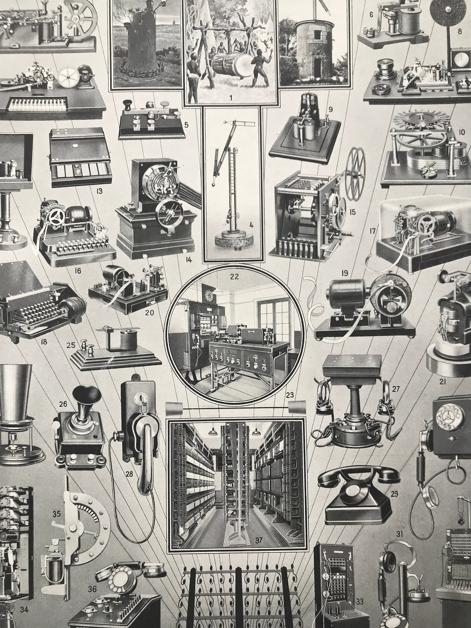 1933 Telegraphy and Telephone Original Antique Print - Etsy UK