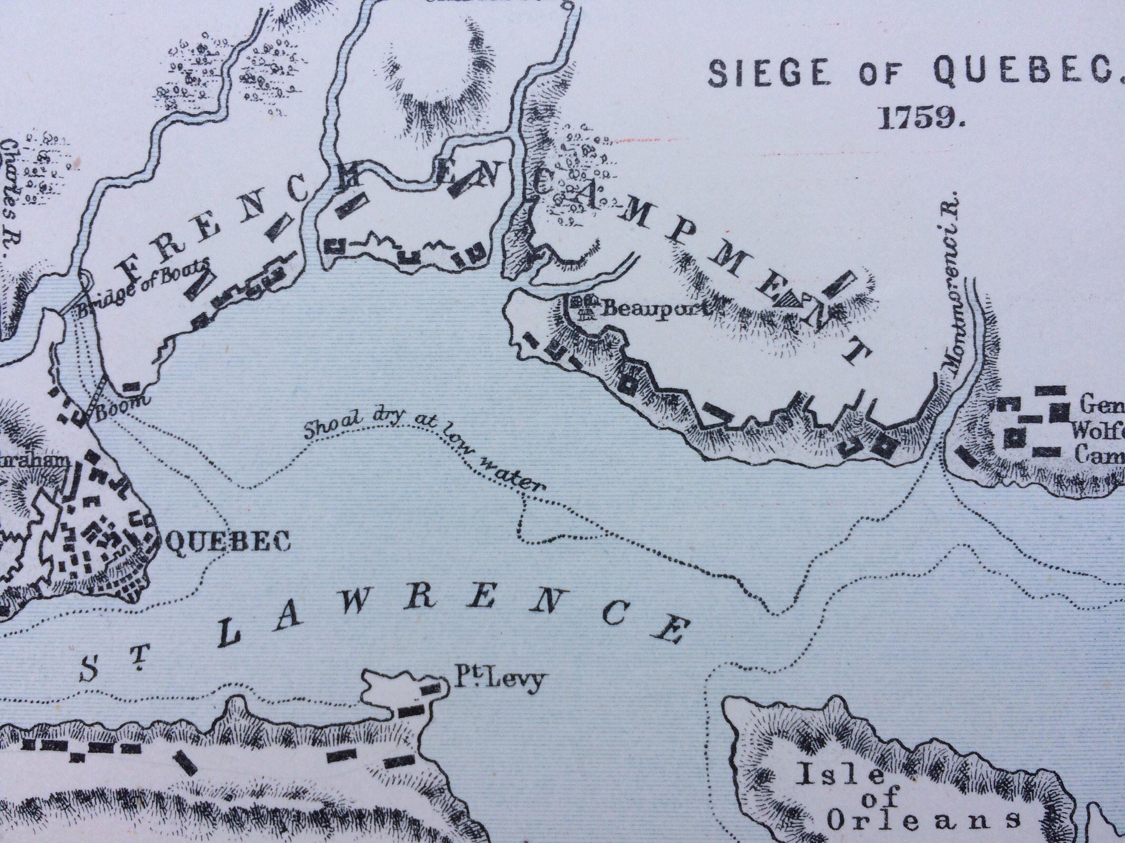 1905 Siege of Quebec 1759 Original Antique Map - Battle Plan - Military ...