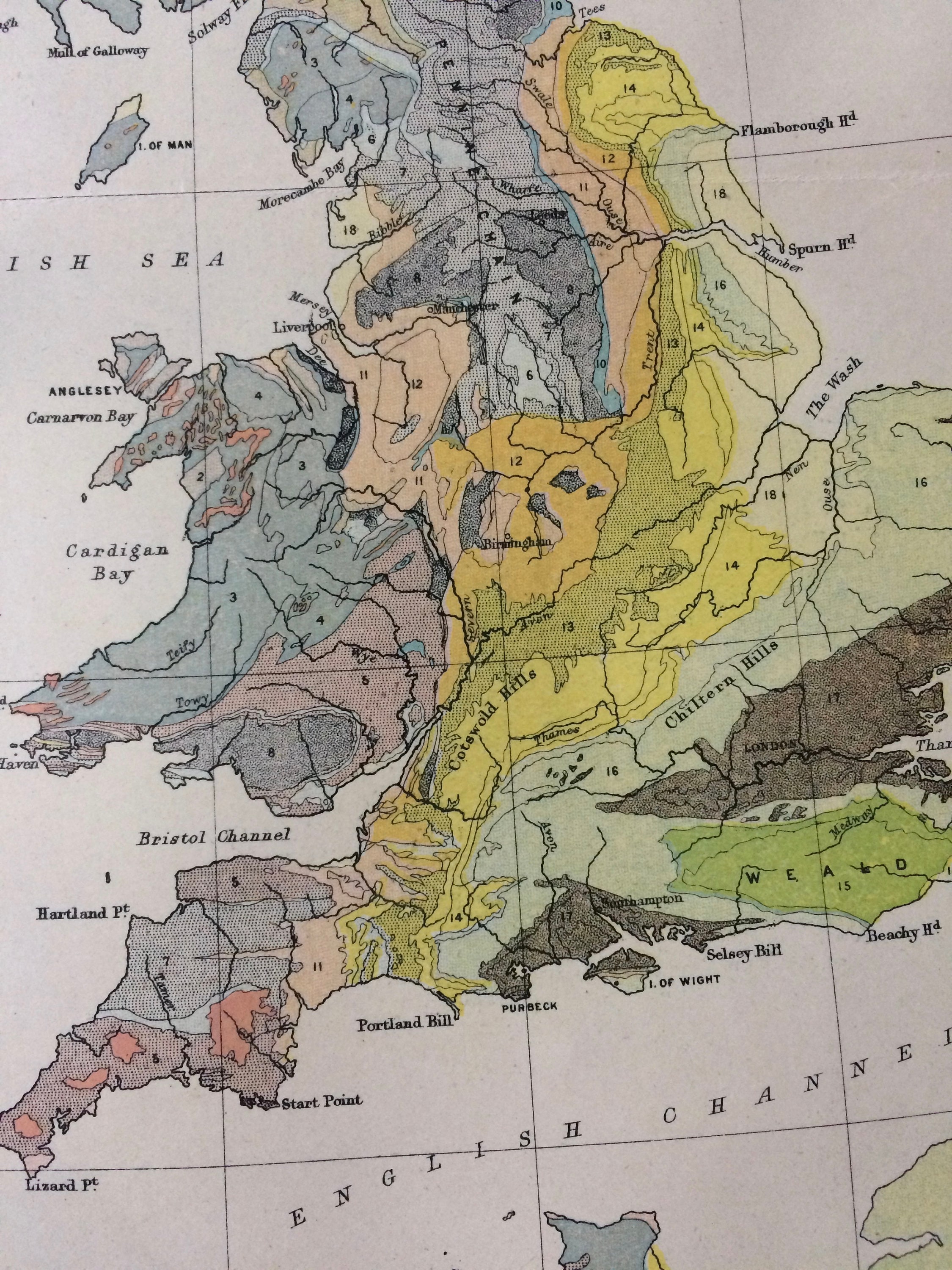 1904 Original Antique Geological Map of the British Isles - Geology ...