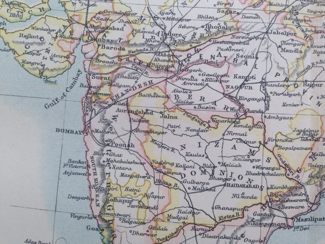 1875 INDIA large original antique map, Colonial History, cartography ...
