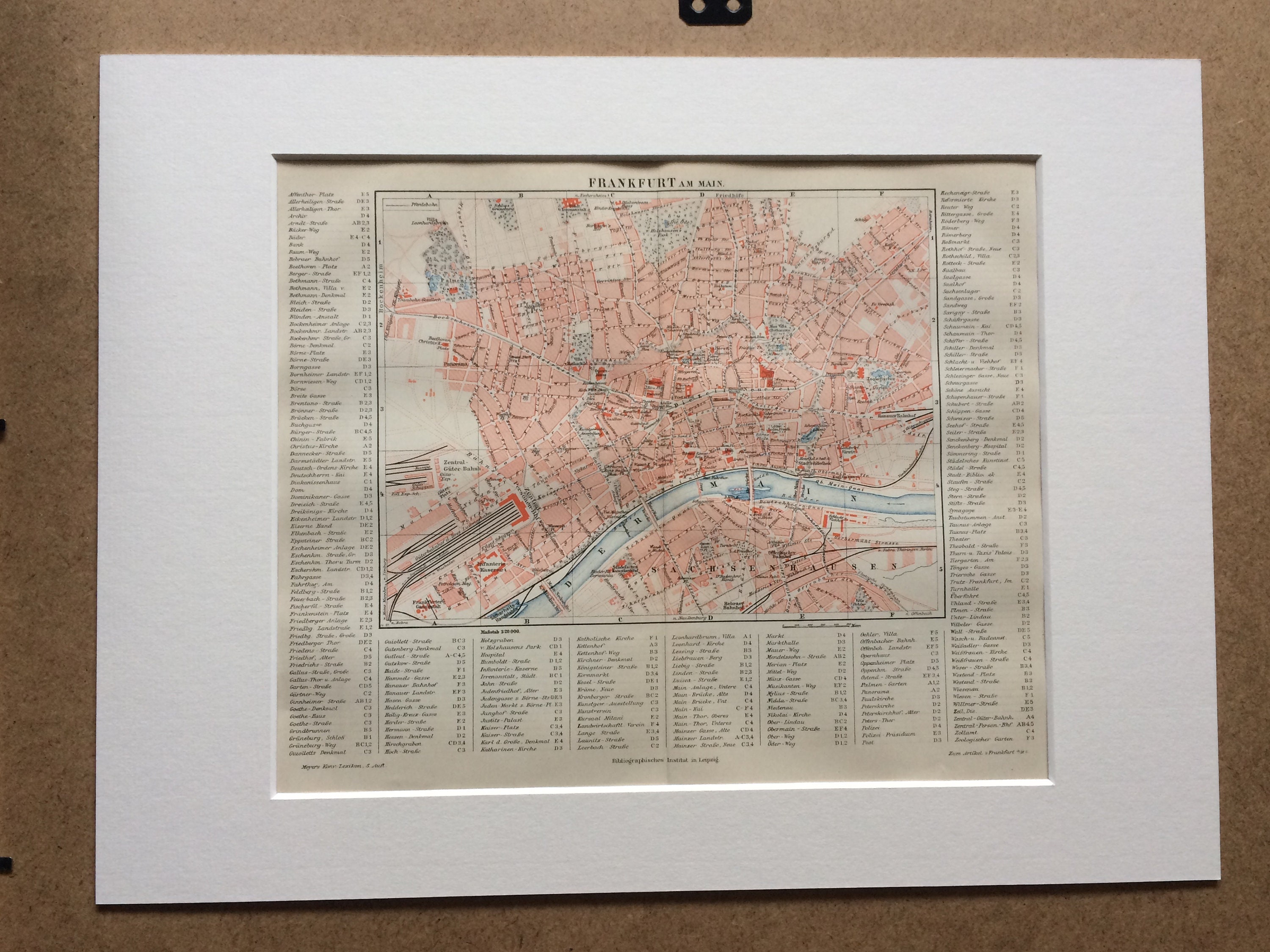 1895 Frankfurt Original Antique Map - Available Mounted and Matted ...