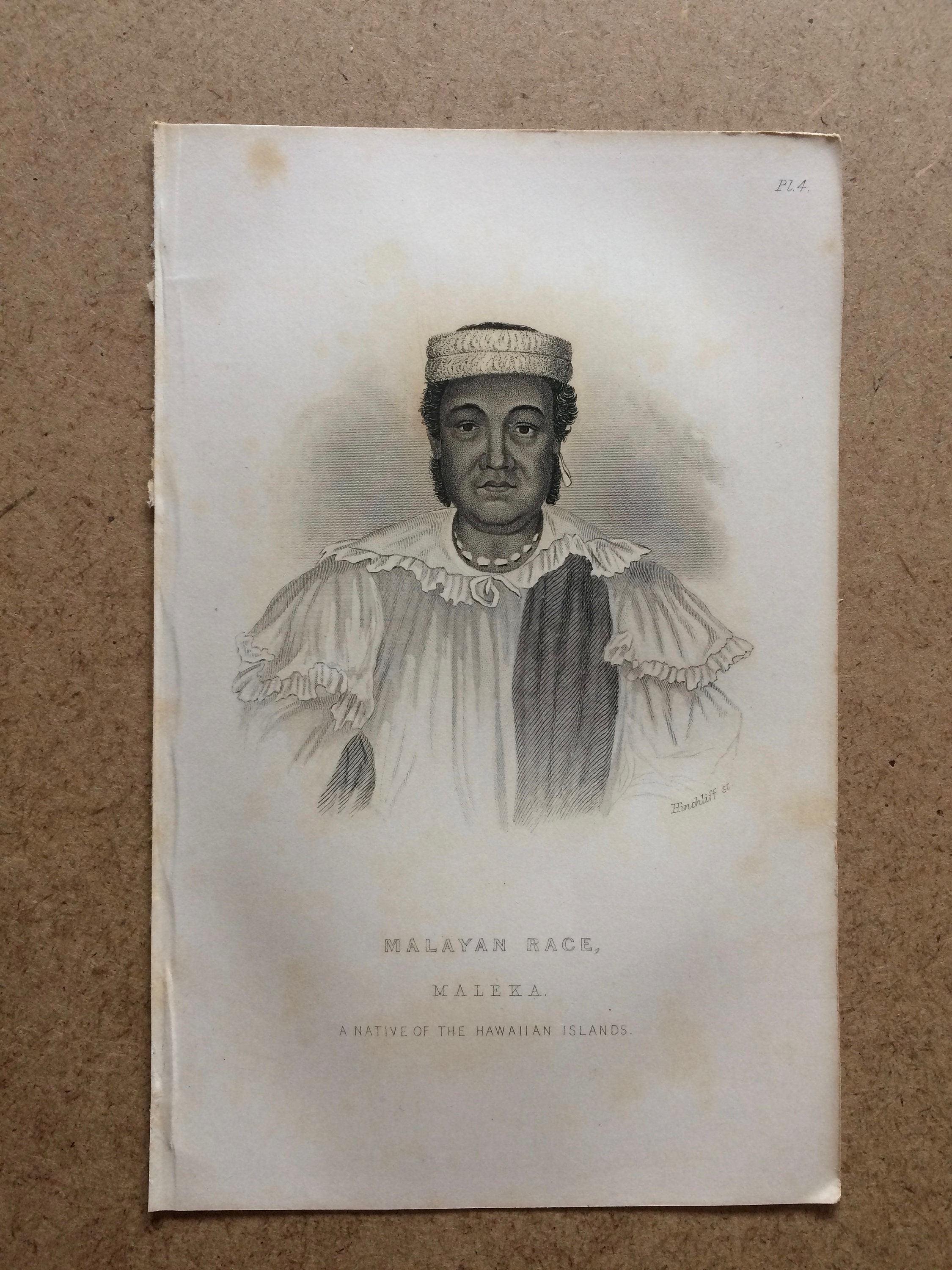 1854 Maleka, A Native of the Hawaiian Islands Original Antique ...