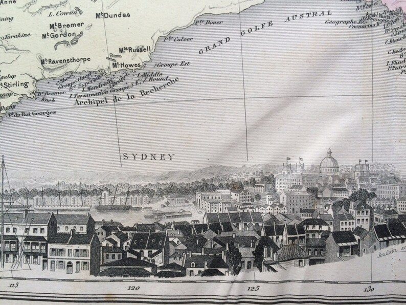 1892 Australia Original Antique Map With Inset Engraving of Sydney ...