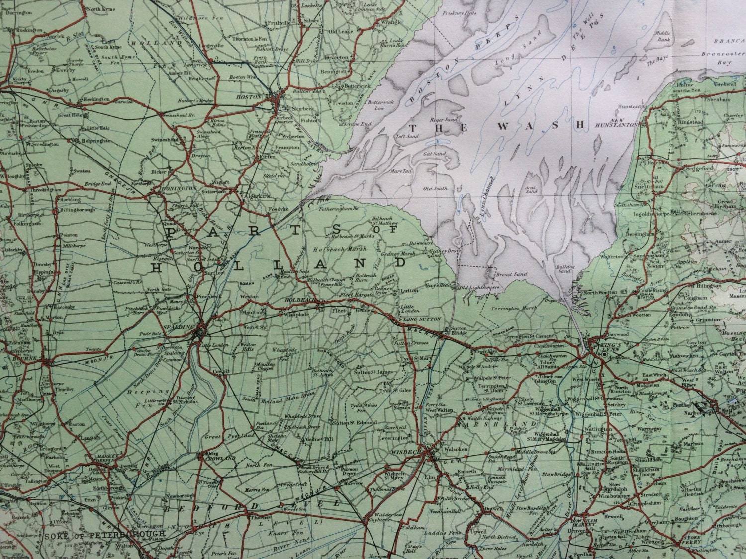 1922 original antique ordnance survey map of England, Norfolk, East ...