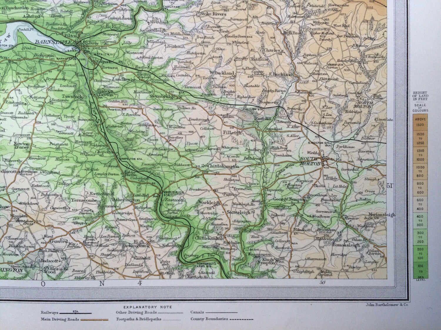 1903 ILFRACOMBE & BARNSTAPLE Large Original Antique Map, 17.5 x 23 ...