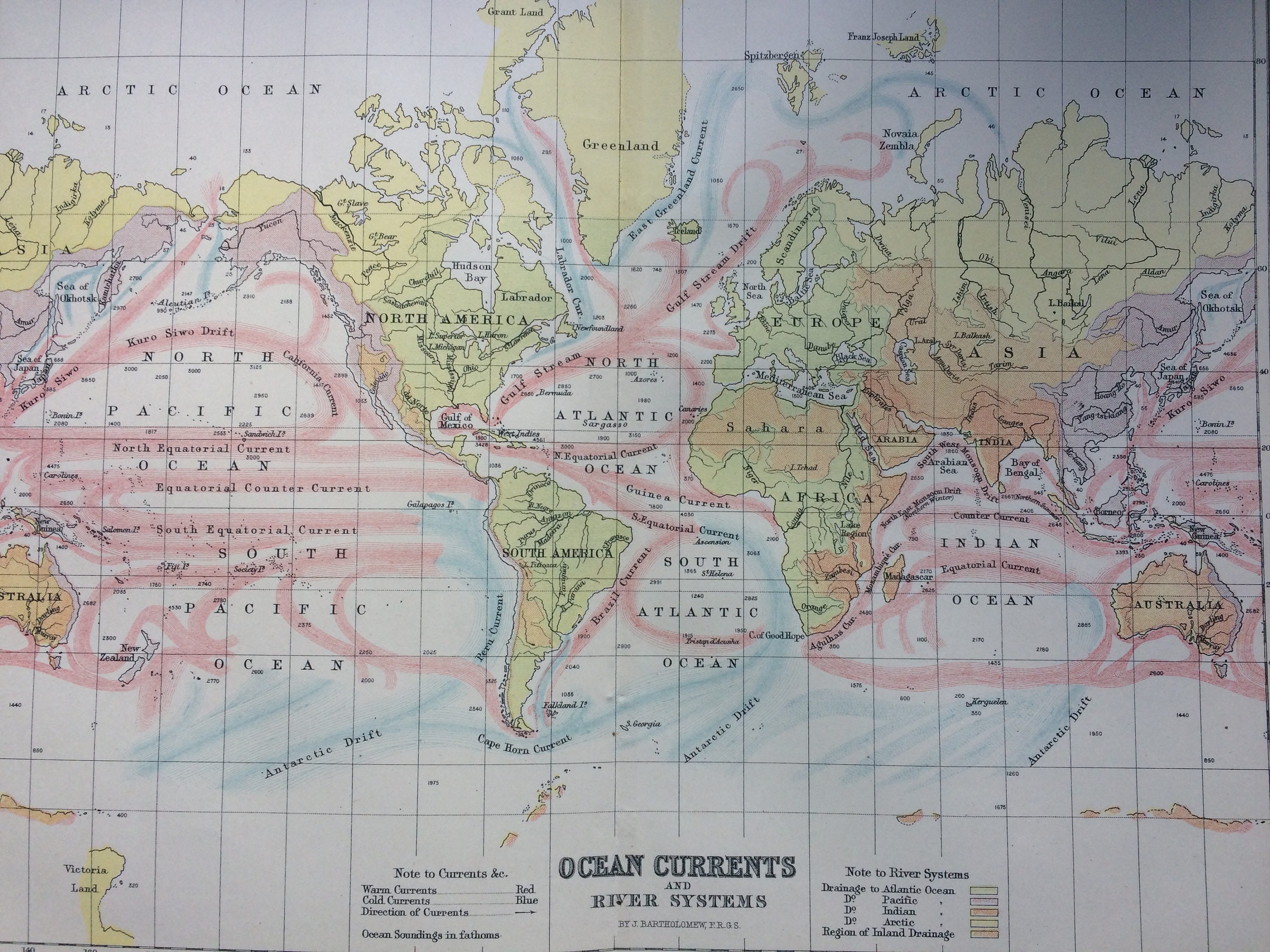 1904 Original Antique World Map - 10 x 12 inches - Mercators Projection ...